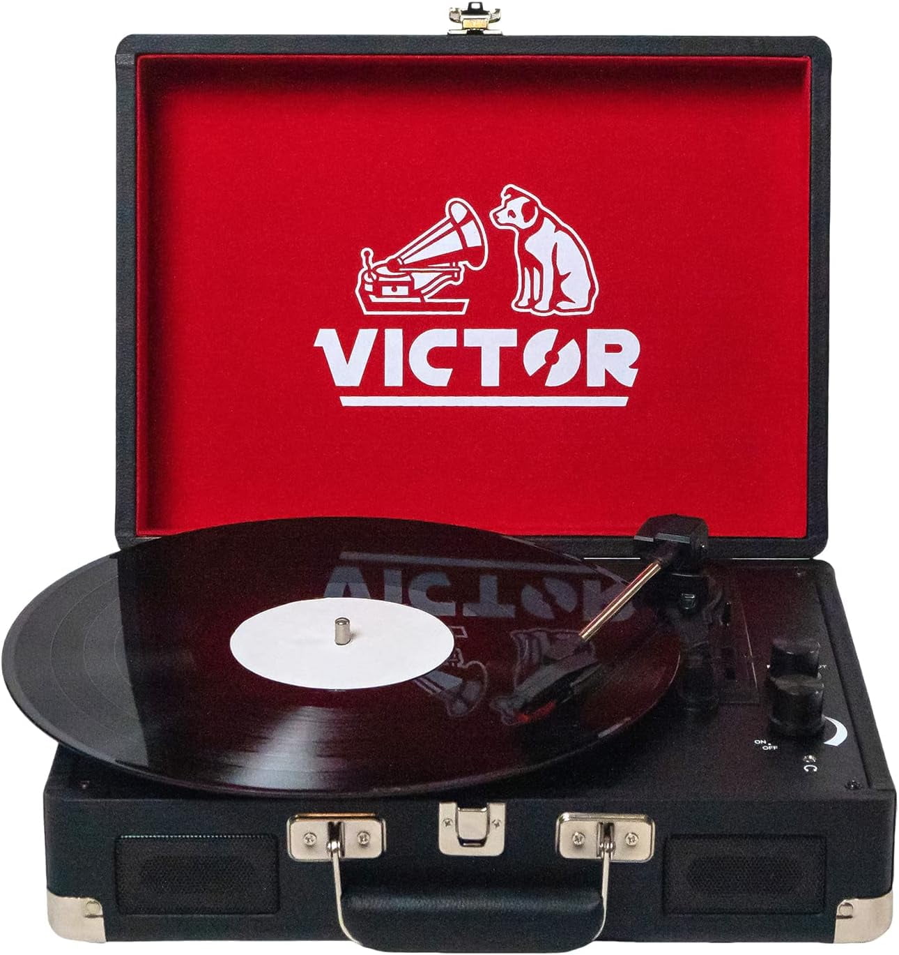 Metro 3-Speed Portable Suitcase Turntable Record Player With Dual ...