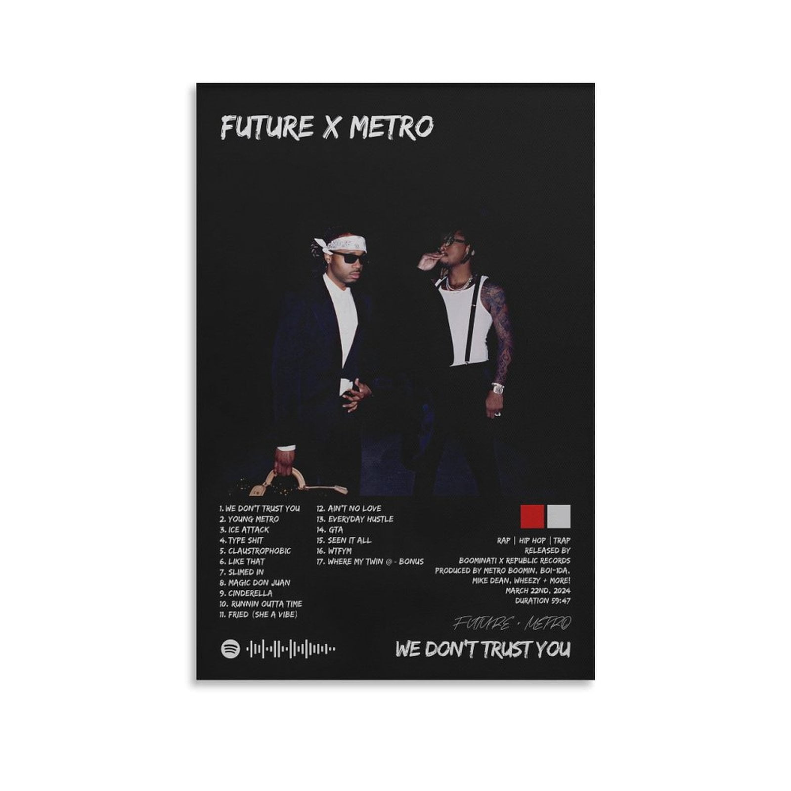 Metro Boomin & Future Poster Music Poster We Don't Trust You Album ...