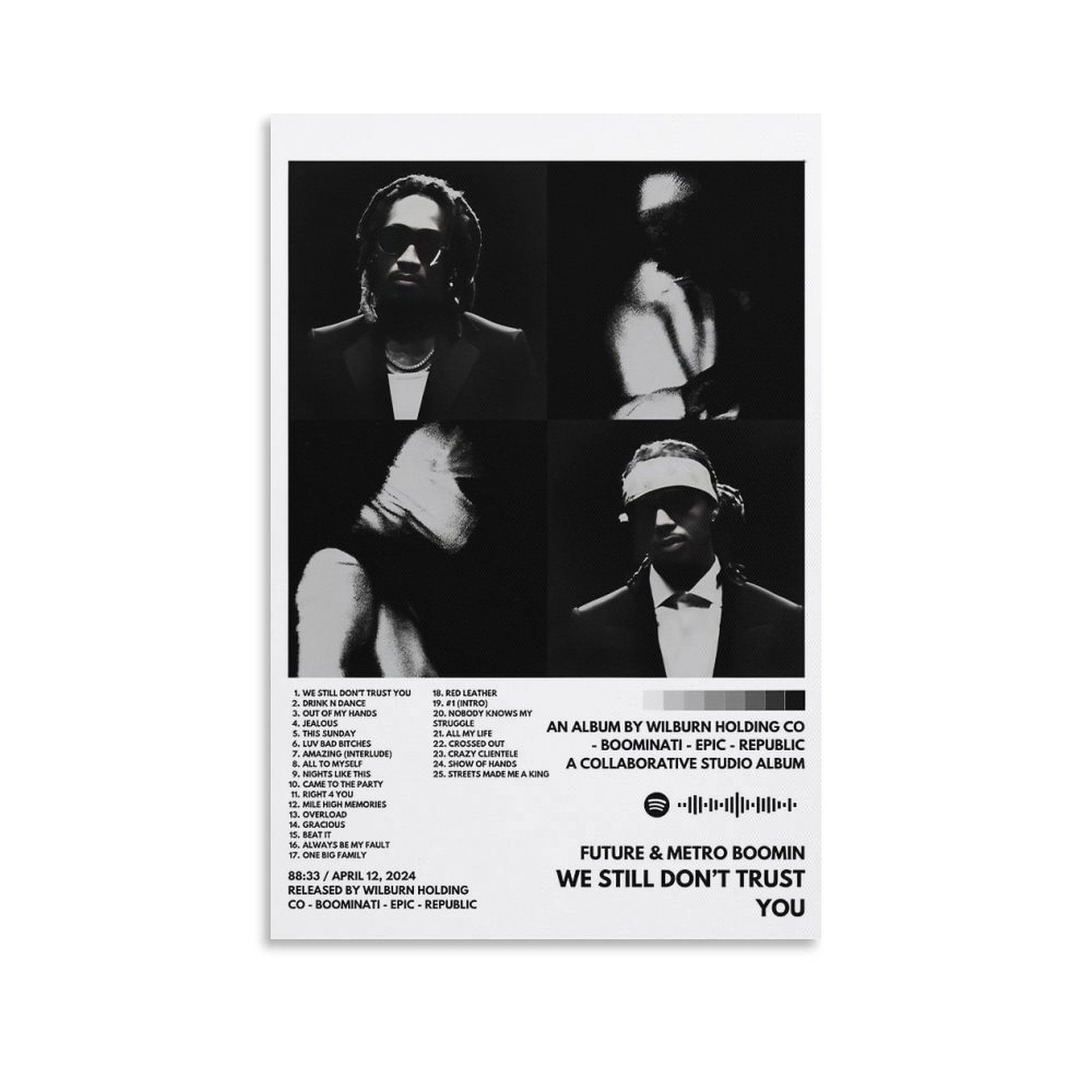 Metro Boomin & Future Poster We Don't Trust You Album Cover Poster 6 ...