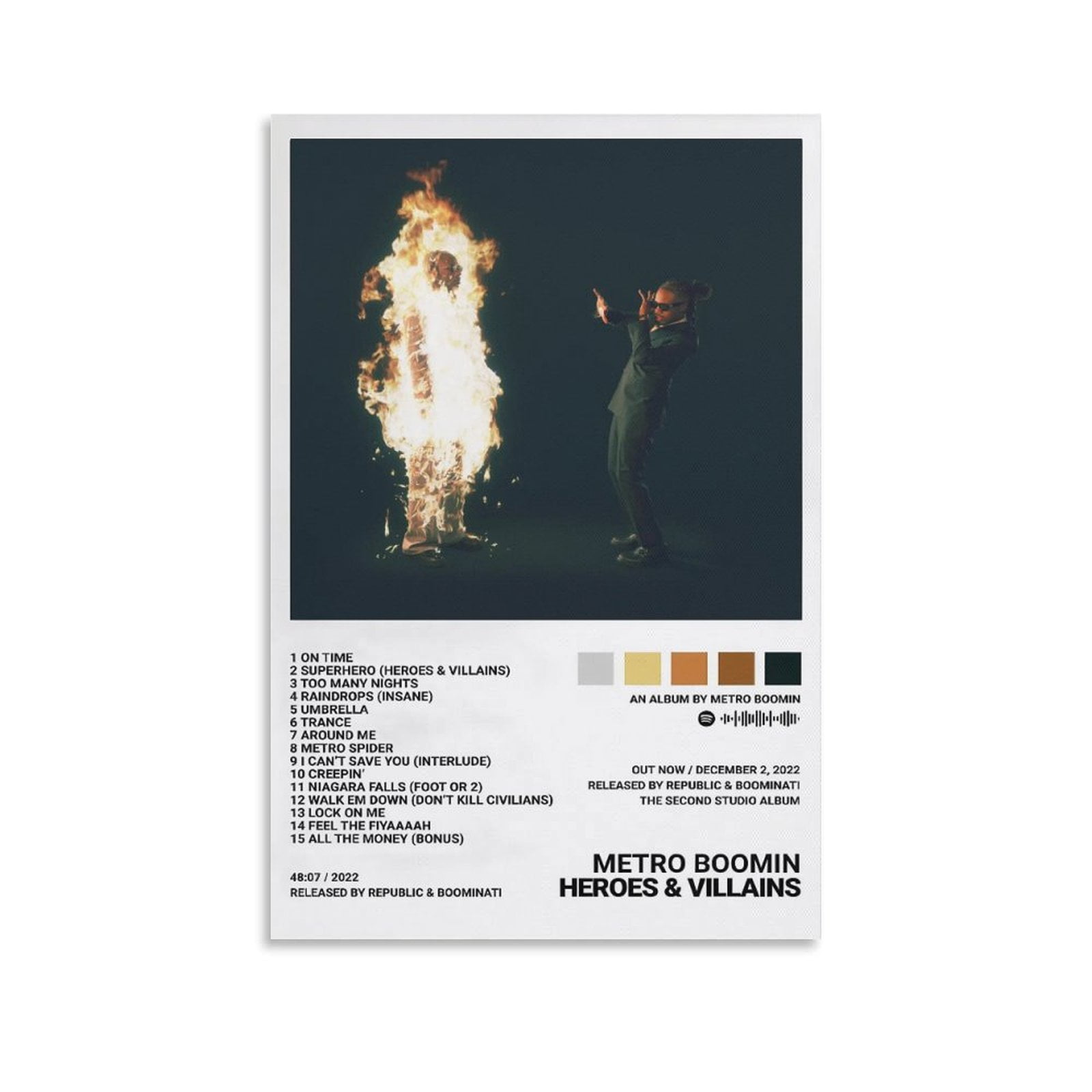 Metro Boomin Heroes & Villains Album Poster 1 Art Poster Canvas ...
