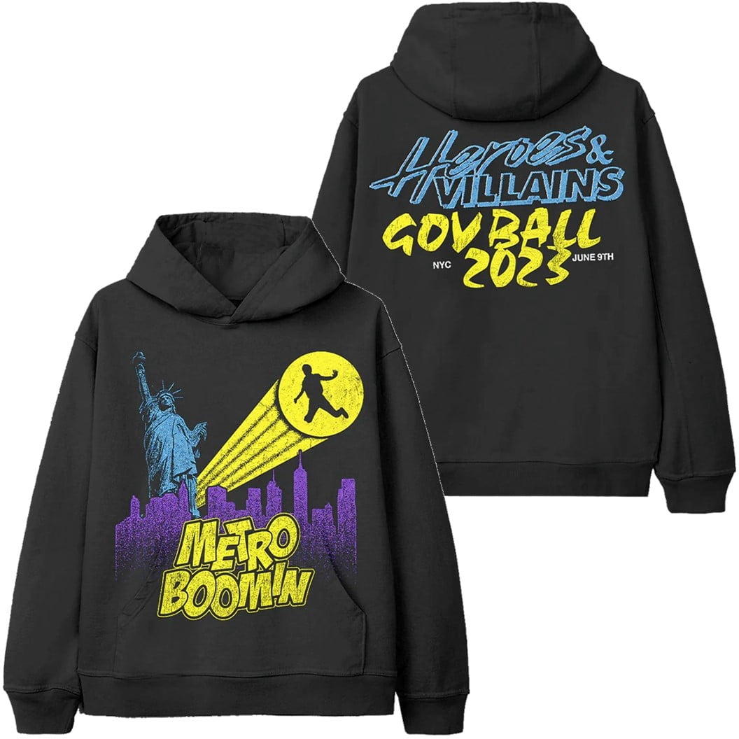 Metro Boomin Heroes & Villains Gov Ball 2023 Heavyweight Black Hoodie ...
