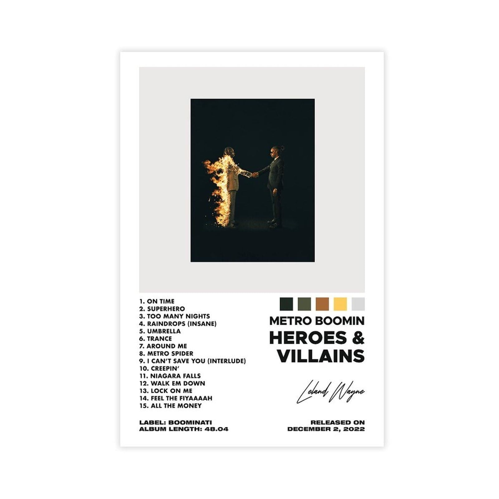 Metro Boomin Poster HEROES & VILLAINS Music Album Cover Canvas Poster ...