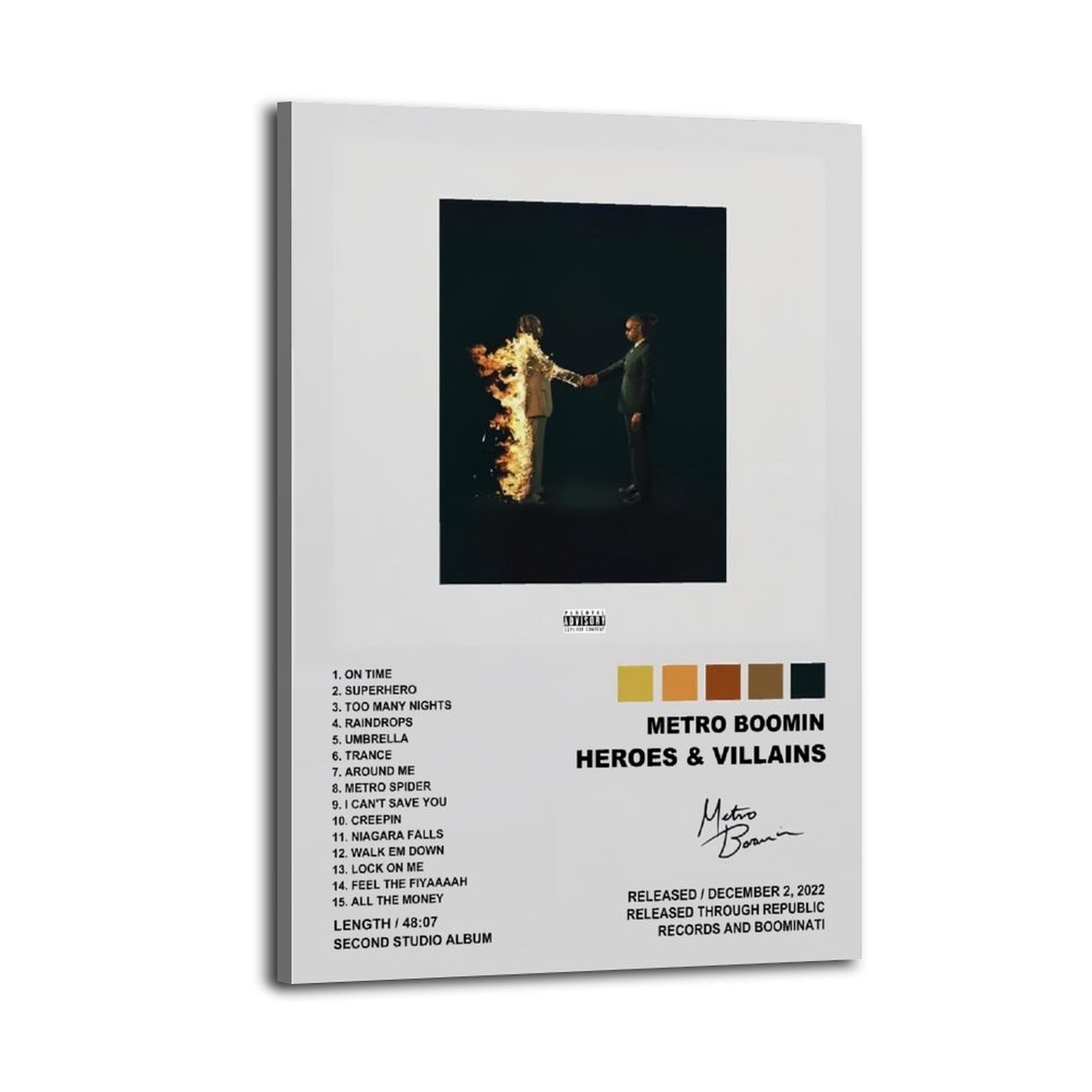 Metro Boomin Poster Heroes & Villains Album Canvas Art Wall Decor ...