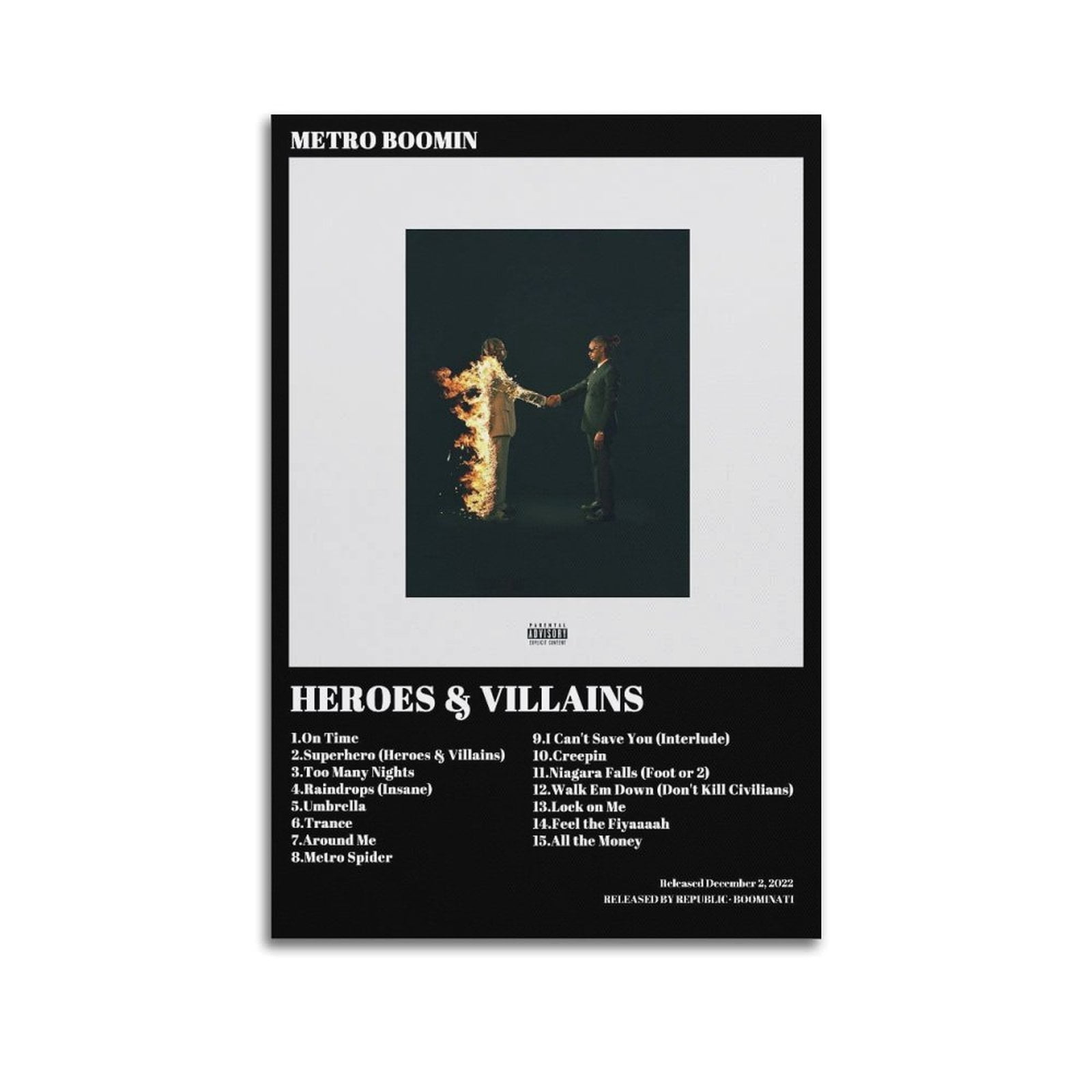 Metro Boomin Poster Heroes & Villains Album Cover Limited Hot Music ...