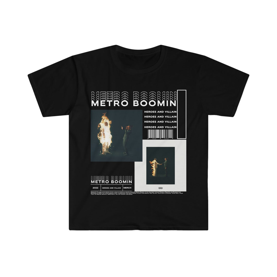 Metro Boomin Rap Shirt, Heroes And Villains Album 90s Merch Vintage ...