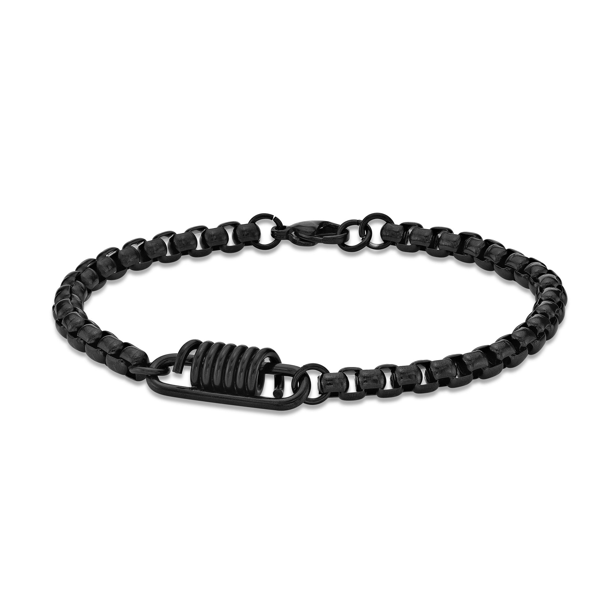 Metro Jewelry Black Ion Plated Stainless Steel Round Box Chain Bracelet ...