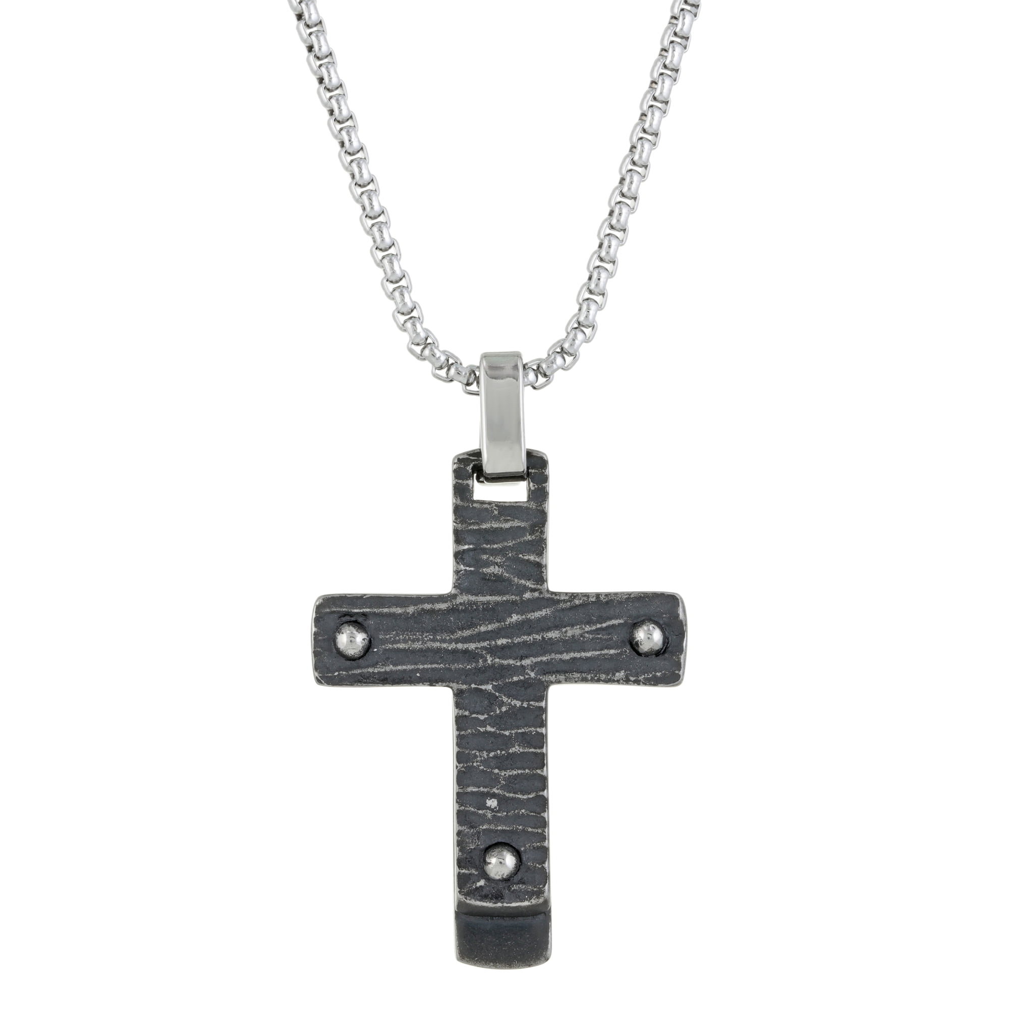 Metro Jewelry Rustic Cross Pendant Necklace for Men in Stainless Steel ...