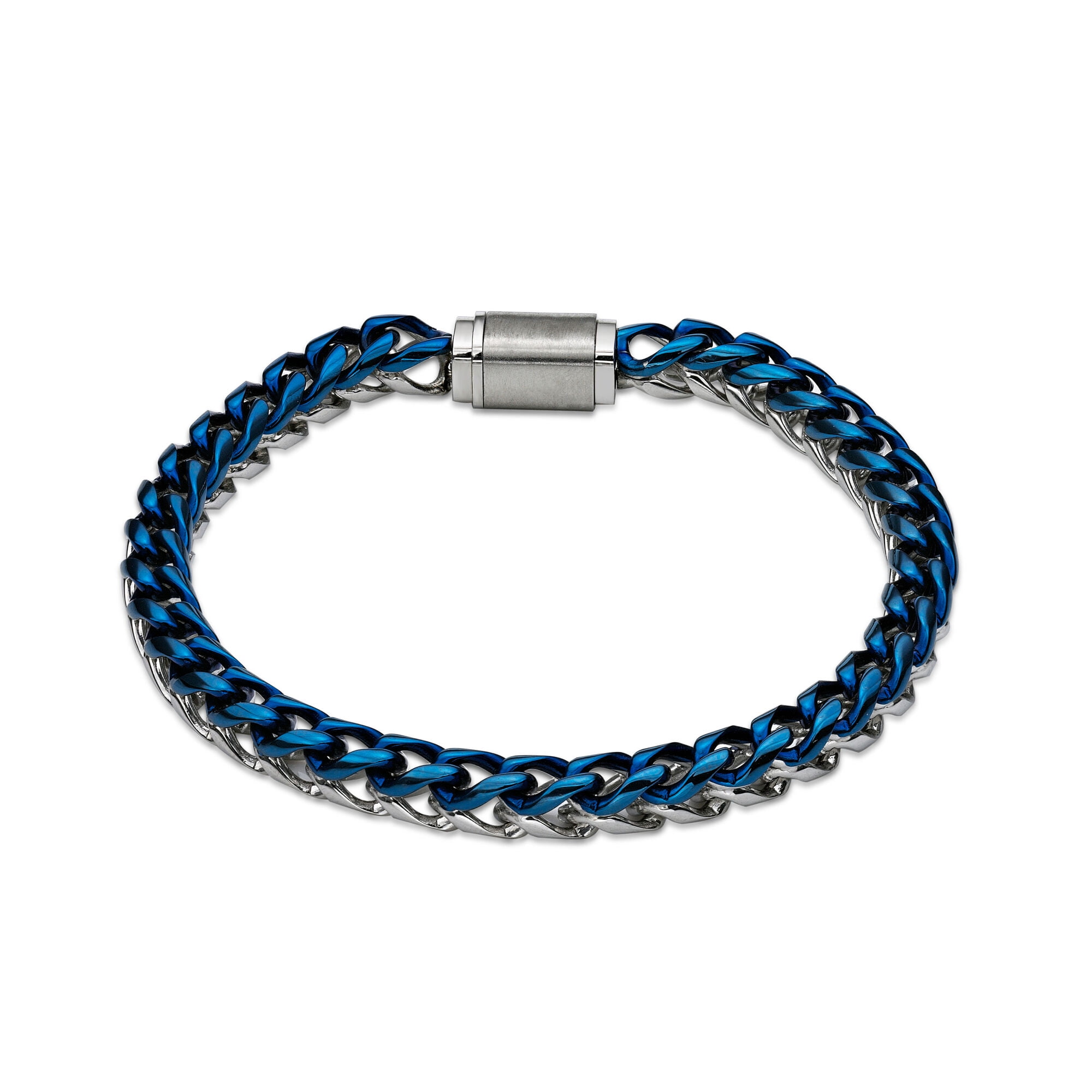 Metro Jewelry Two Tone Blue Ion Plated Stainless Steel 6 MM Foxtail ...