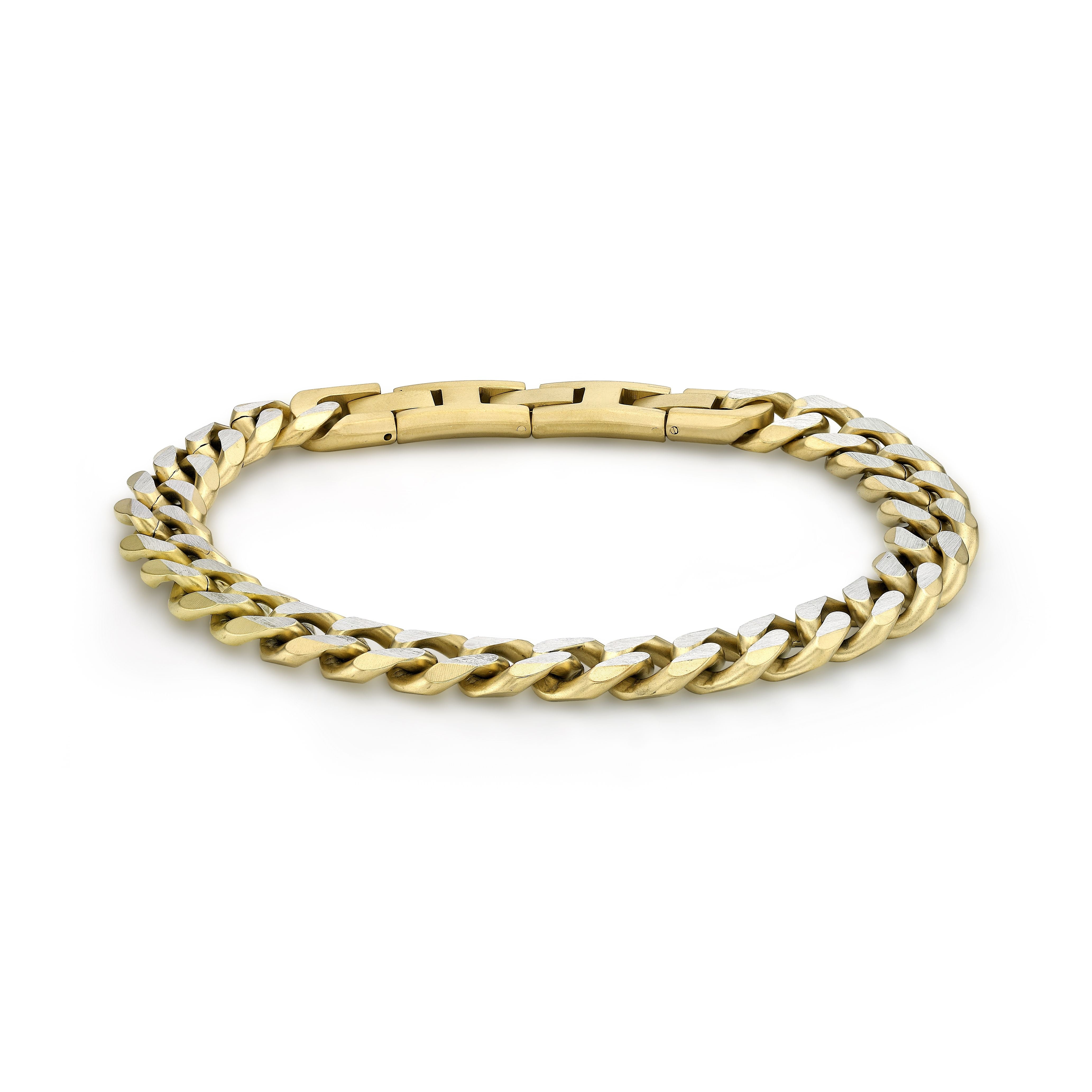 Metro Jewelry Two Tone Curb Chain Bracelet for Men in Stainless Steel ...