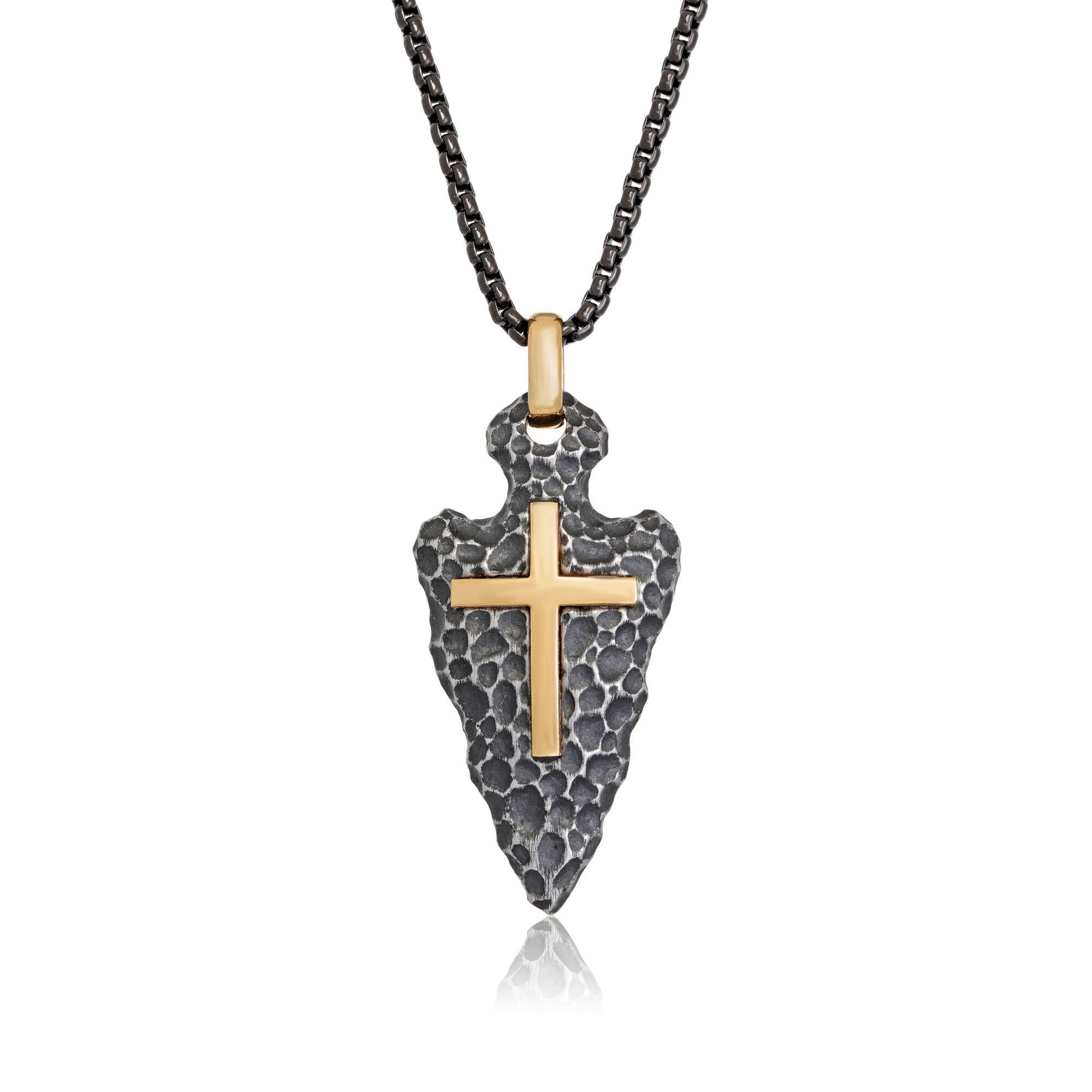 Metro Jewelry Two Tone Stainless Steel Arrowhead Cross Pendant Necklace ...