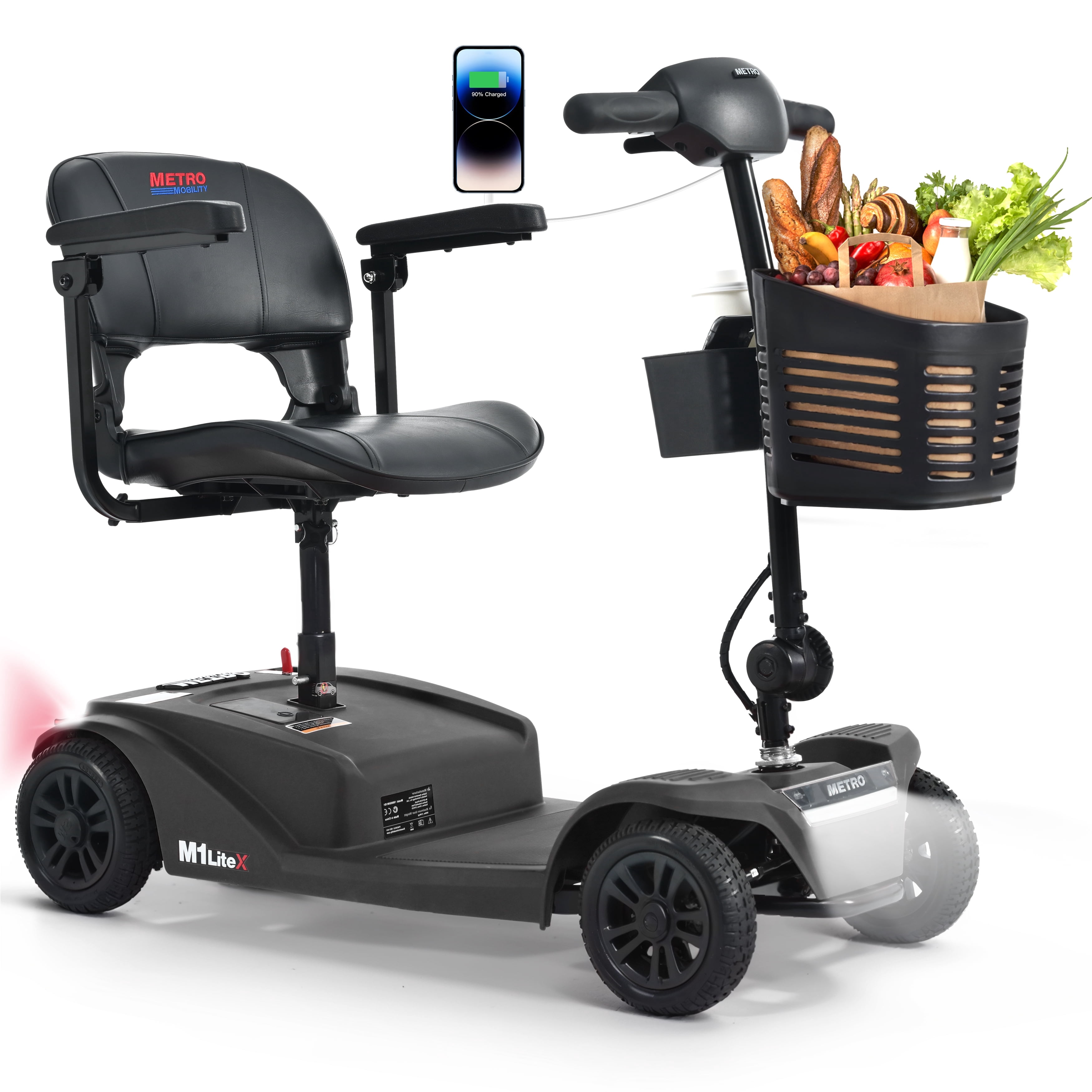 Metro Mobility 4 Wheel Powered Scooter for Adults& Elderly - Foldable ...
