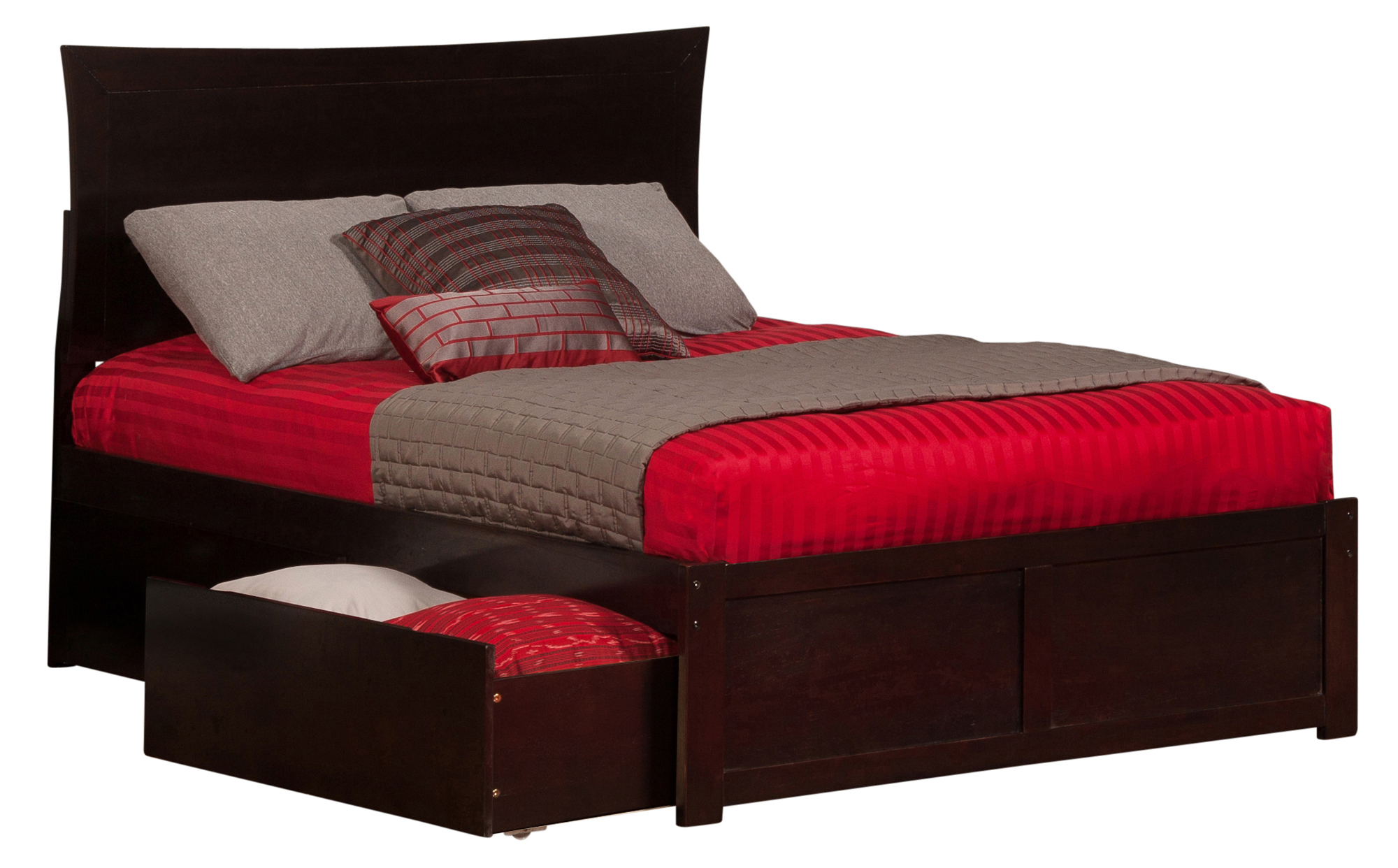 Metro Platform Bed with Flat Panel Foot Board and 2 Urban Bed Drawers ...