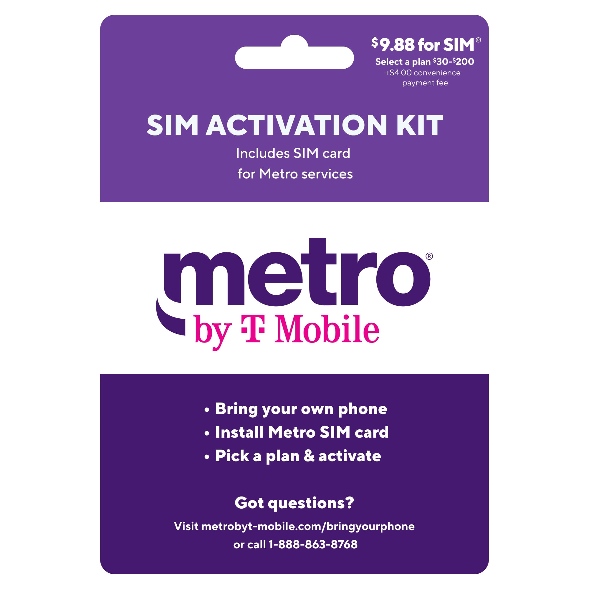 Metro by T-Mobile Bring Your Own Sim Device SIM Kit - Walmart.com