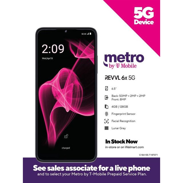 Metro by T-Mobile REVVL 6x 5G, 64GB, GRAY - Prepaid Smartphone ...