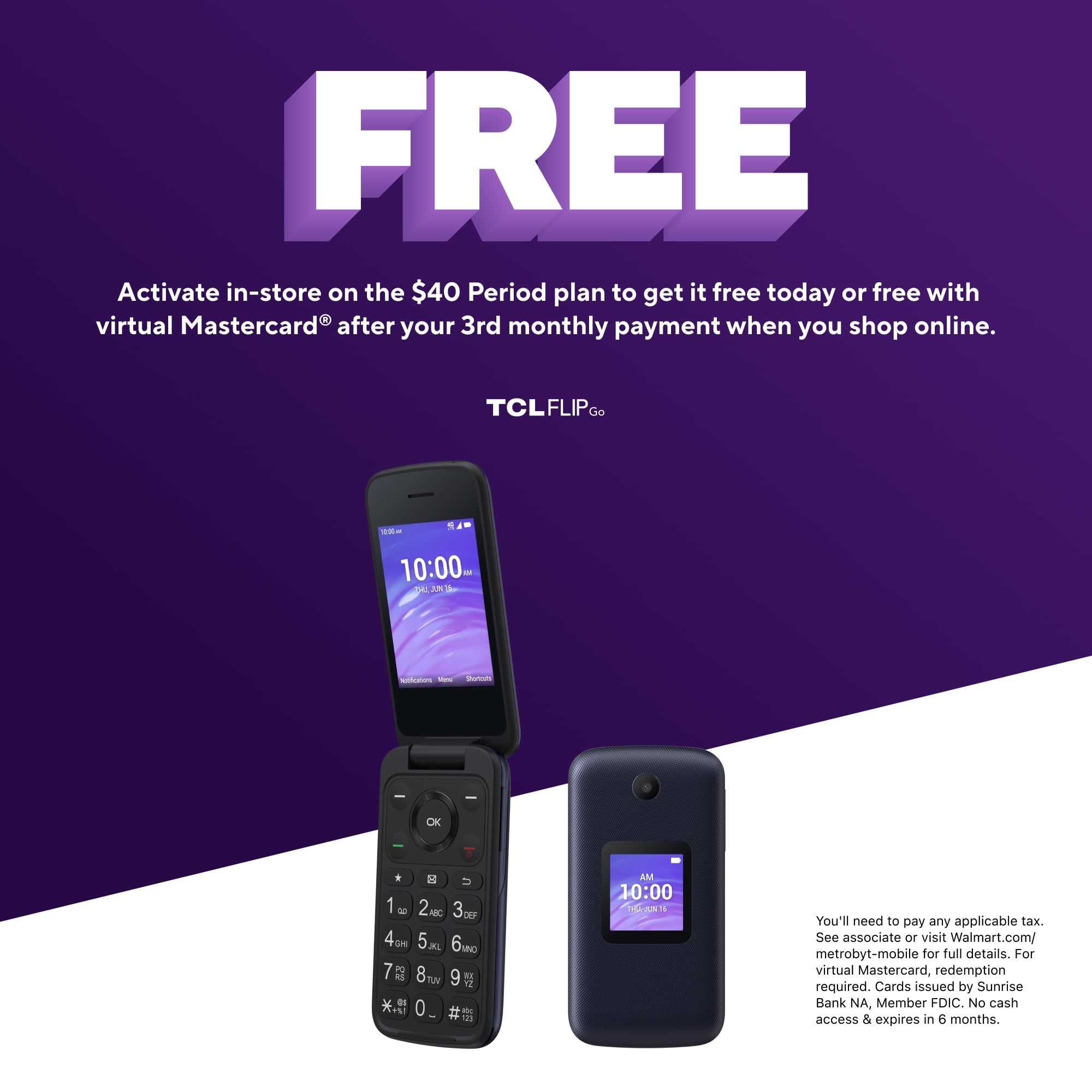 TCL Flip Go, 16GB Blue, Prepaid Flip Phone with 4G LTE, Dual Displays ...