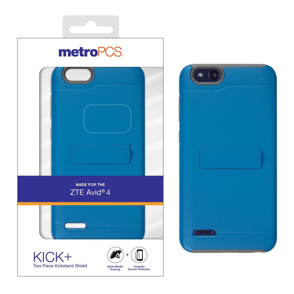 MetroPCS KICK+ Two-Piece Kickstand Shield Phone case for ZTE Avid 4 ...