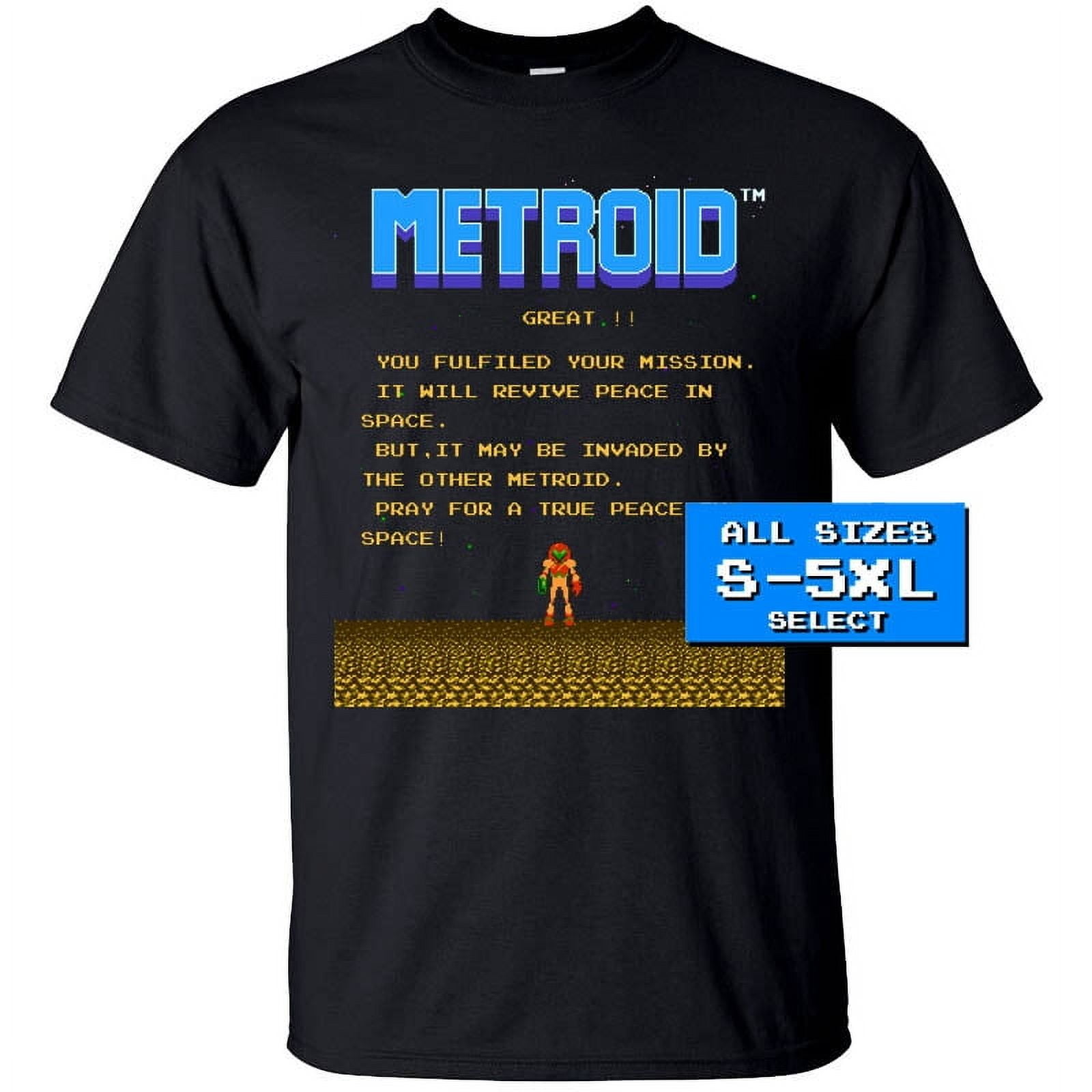Metroid Ending Screen game NES Black T Shirt all sizes S-5XL 100% ...