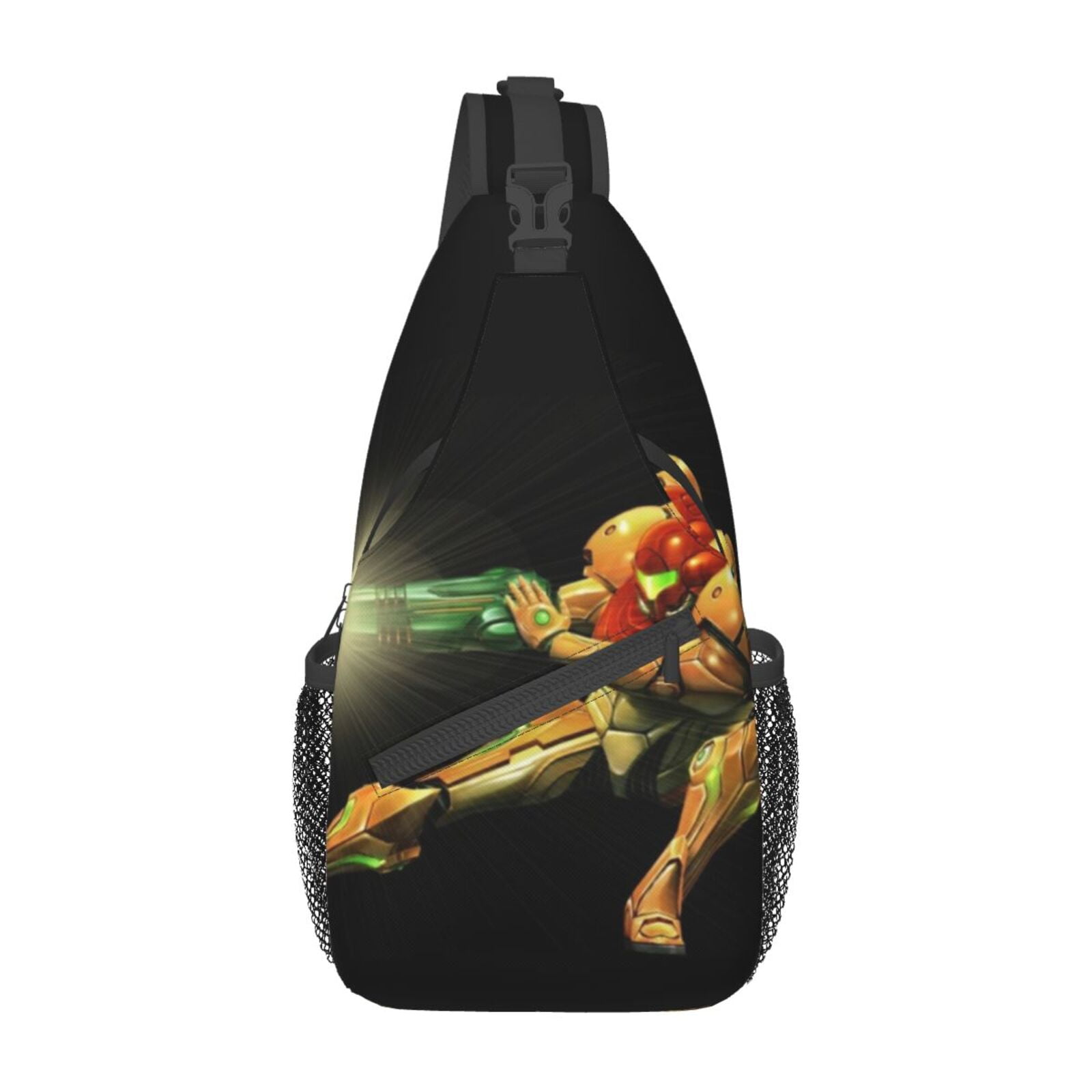 Metroid Samus Aran Fashion Sling Backpack Crossbody Chest Bag Daypack ...