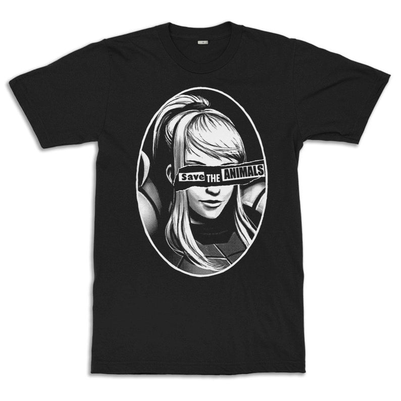 Metroid Samus Save The Animals Graphic T-Shirt – Retro Video Game Tee ...