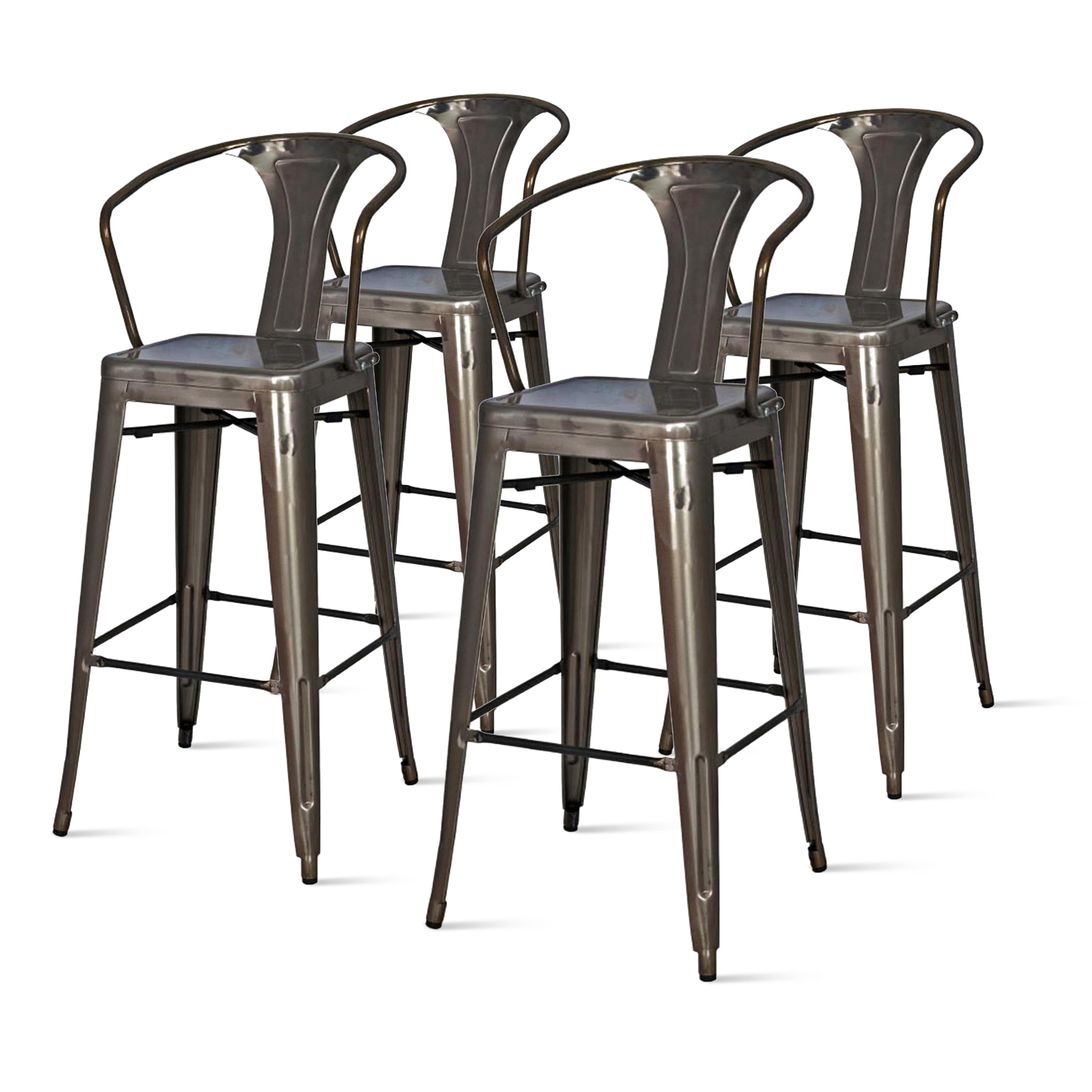 Metropolis Metal Arm Counter Stool (Set of 4), Multiple Colors ...