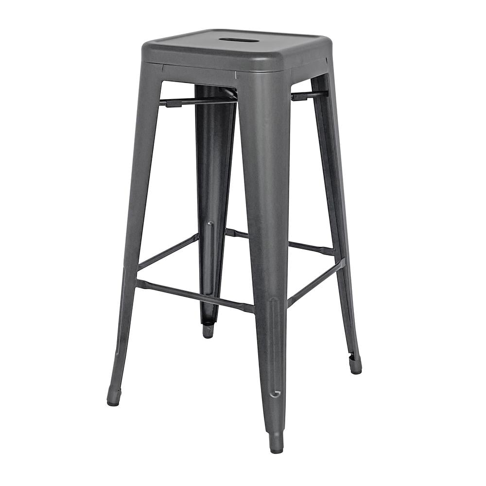 Metropolis Metal Backless Bar Stool, Gunmetal - Walmart.com