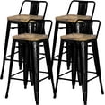 Metropolis Metal Low Back Stool 30" Wood Seat Indoor/Outdoor Ready ...
