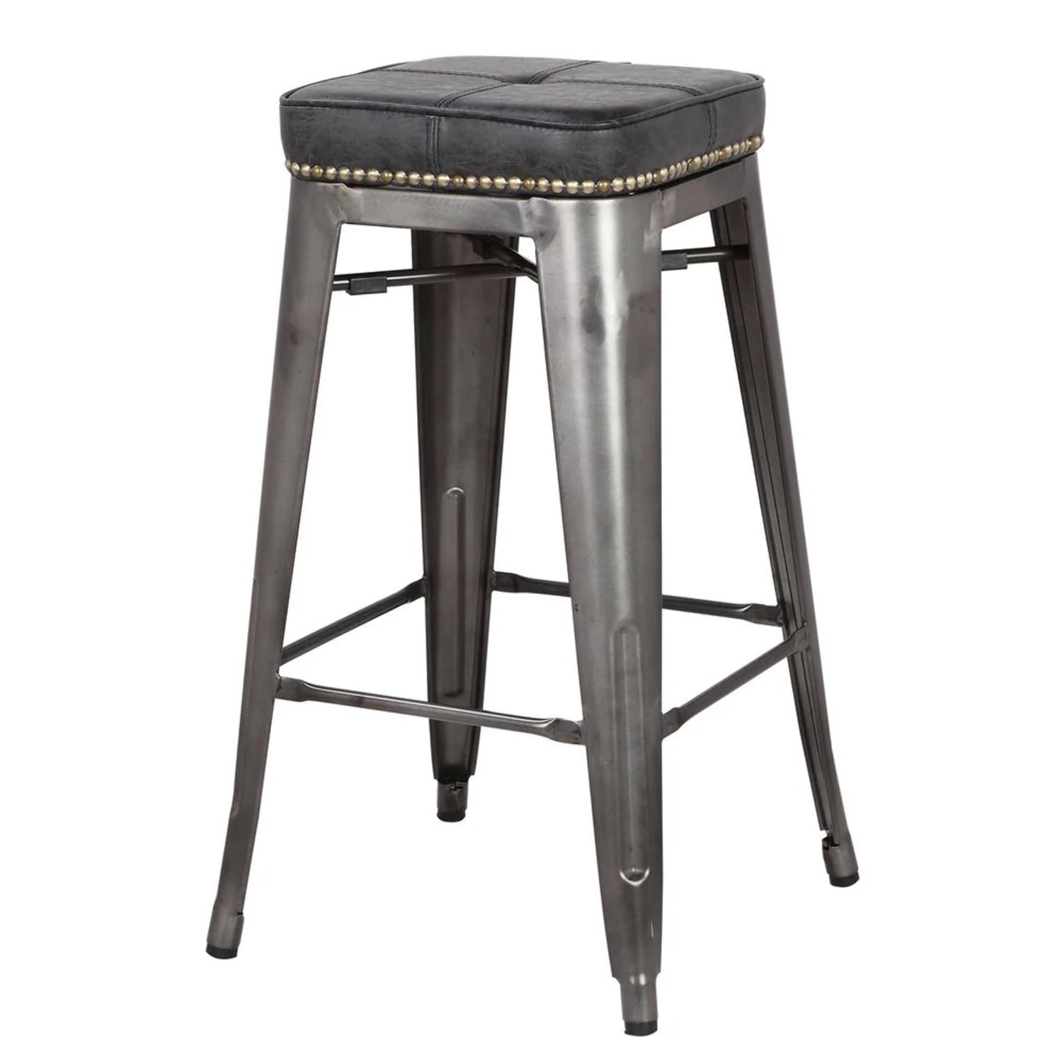 Metropolis Stackable Modern Metal Backless Counter Stool With Cushion ...