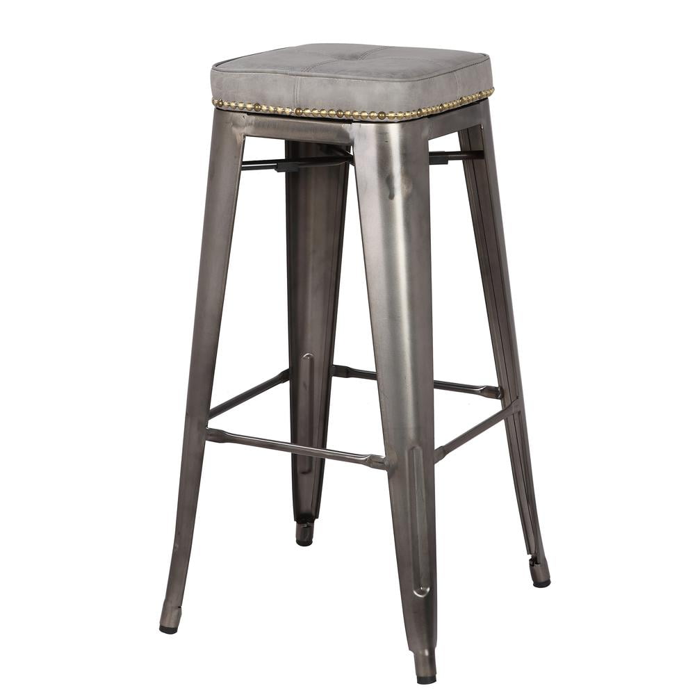 Metropolis Stackable Modern Metal Backless Counter Stool With Cushion ...