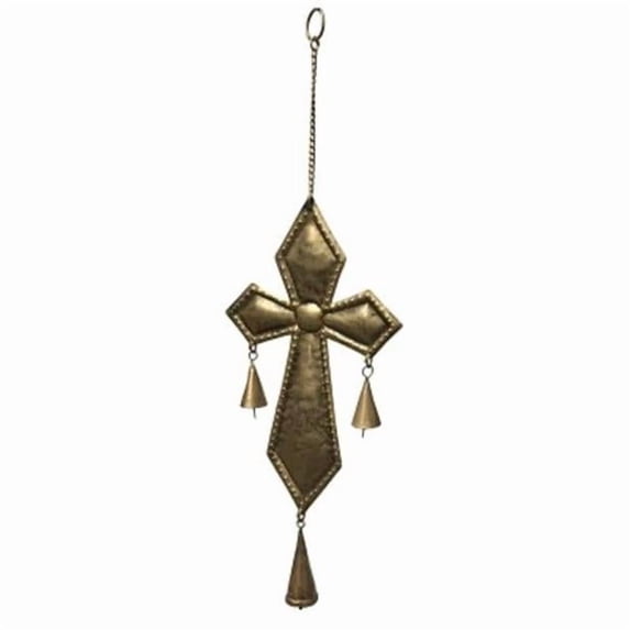 Metrotex Designs 62050 St Joseph Cross Wind Chime, Burnished Gold ...
