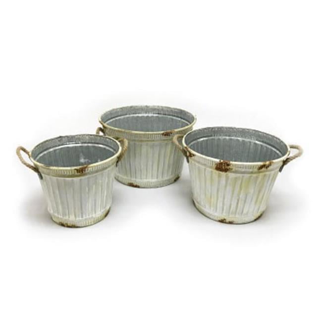 Metrotex Designs Corrugated Tin Planter Buckets - Set of 3 - Walmart.com