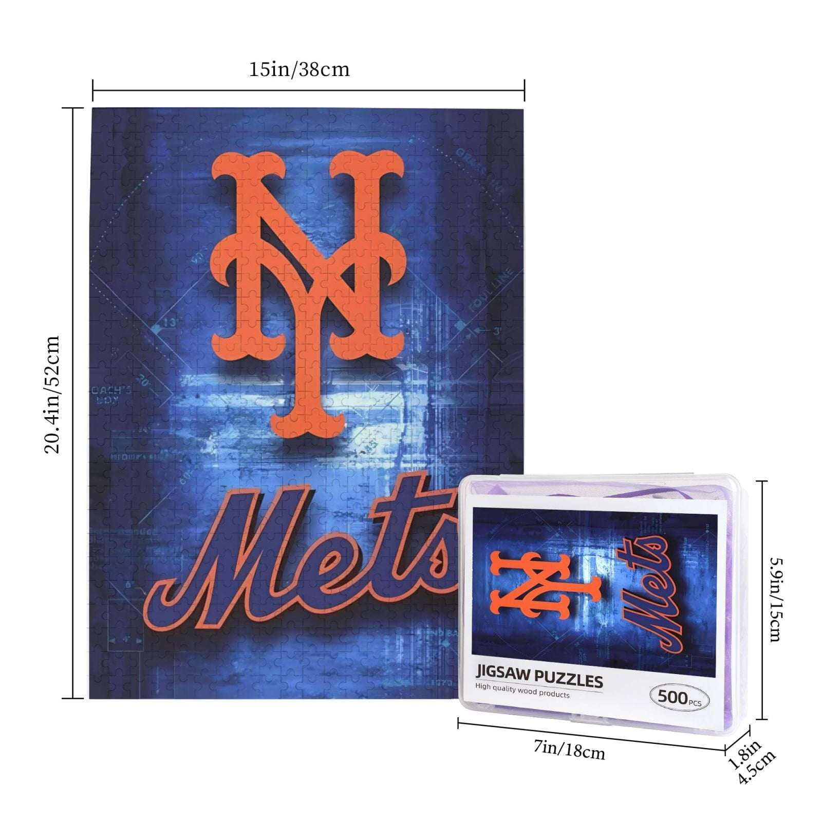 Mets 2025 New Wooden Baseball Team Logo Jigsaw Puzzle (500-Piece ...