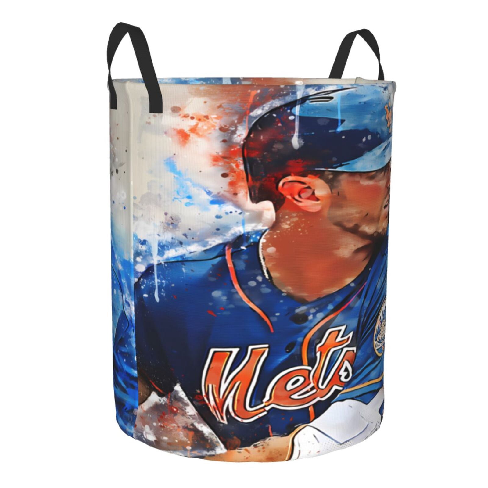 Mets Baseball Team Round Single Layer Laundry Basket, Cute Boys Girls ...