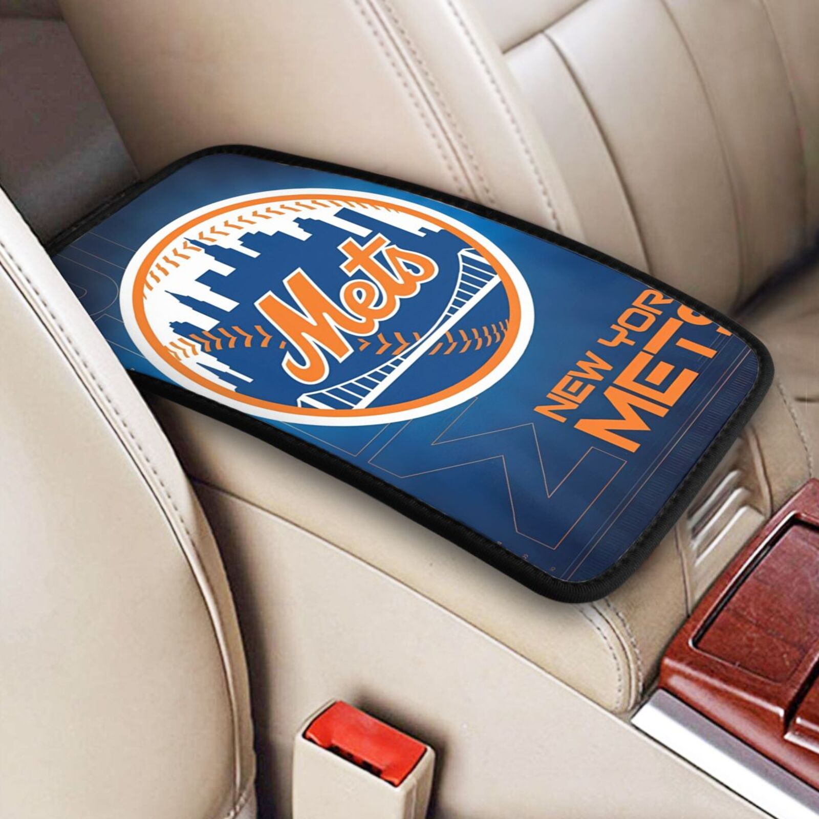Mets Customized Car Armrest Pad Cover Baseball Team Theme Fan Car ...