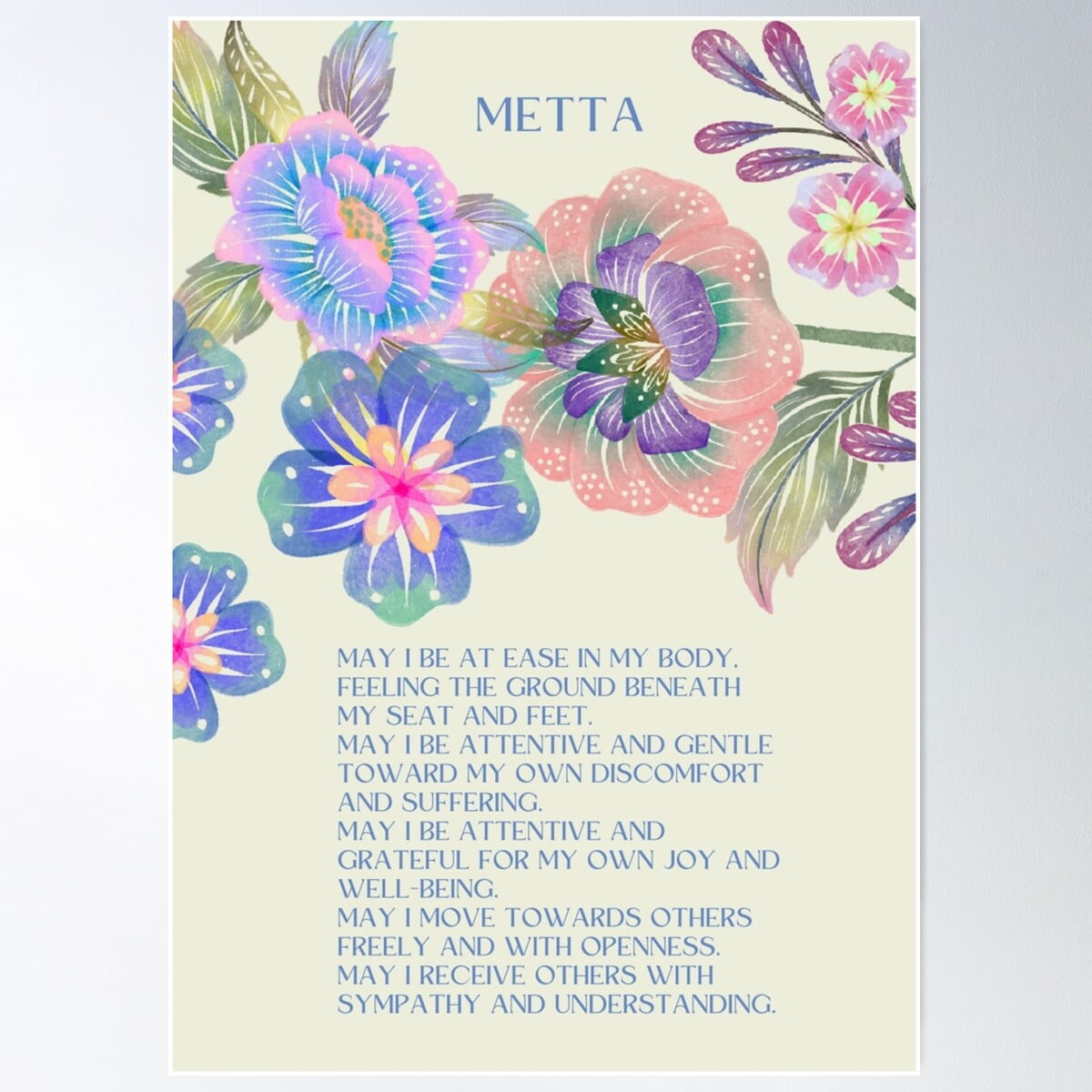 Metta Love: May All Creatures Be Happy Poster Wall Art, Modern Wall ...