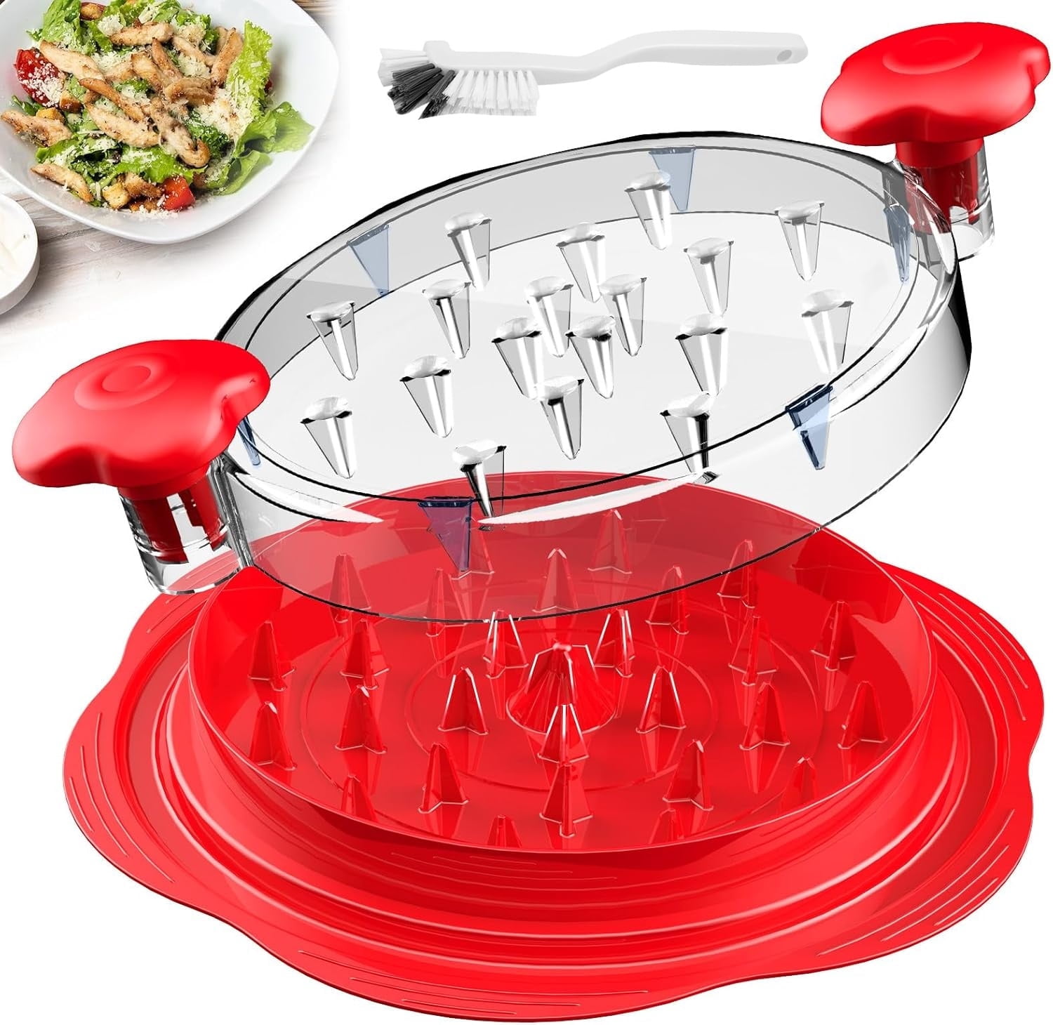 Meuvax 8 inch Chicken Shredder Tool Twist with Brush, Red - Walmart.com