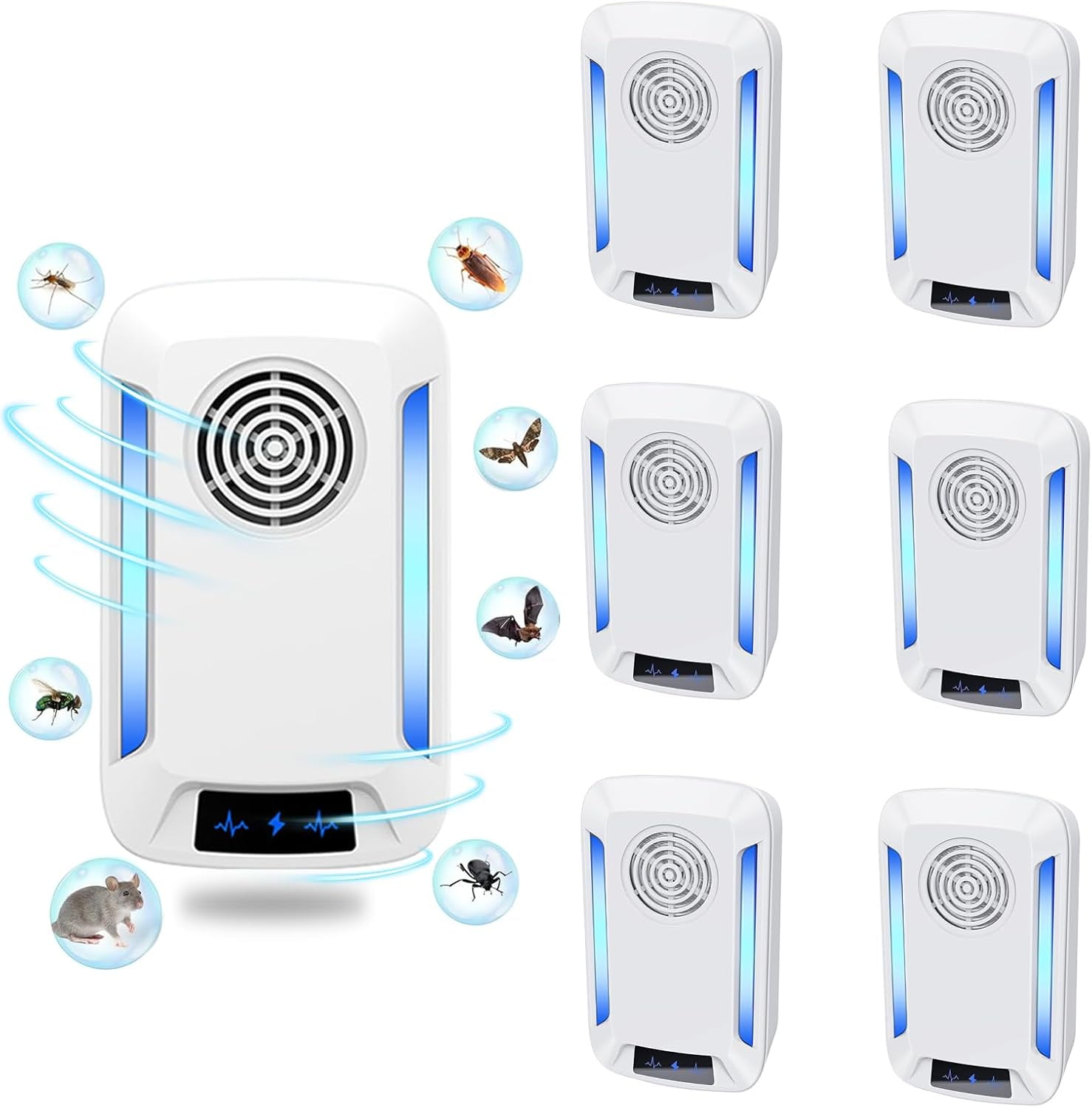 Meuvax Ultrasonic Pest Repeller 6 Pack, Electronic Mouse Pest Repellent ...