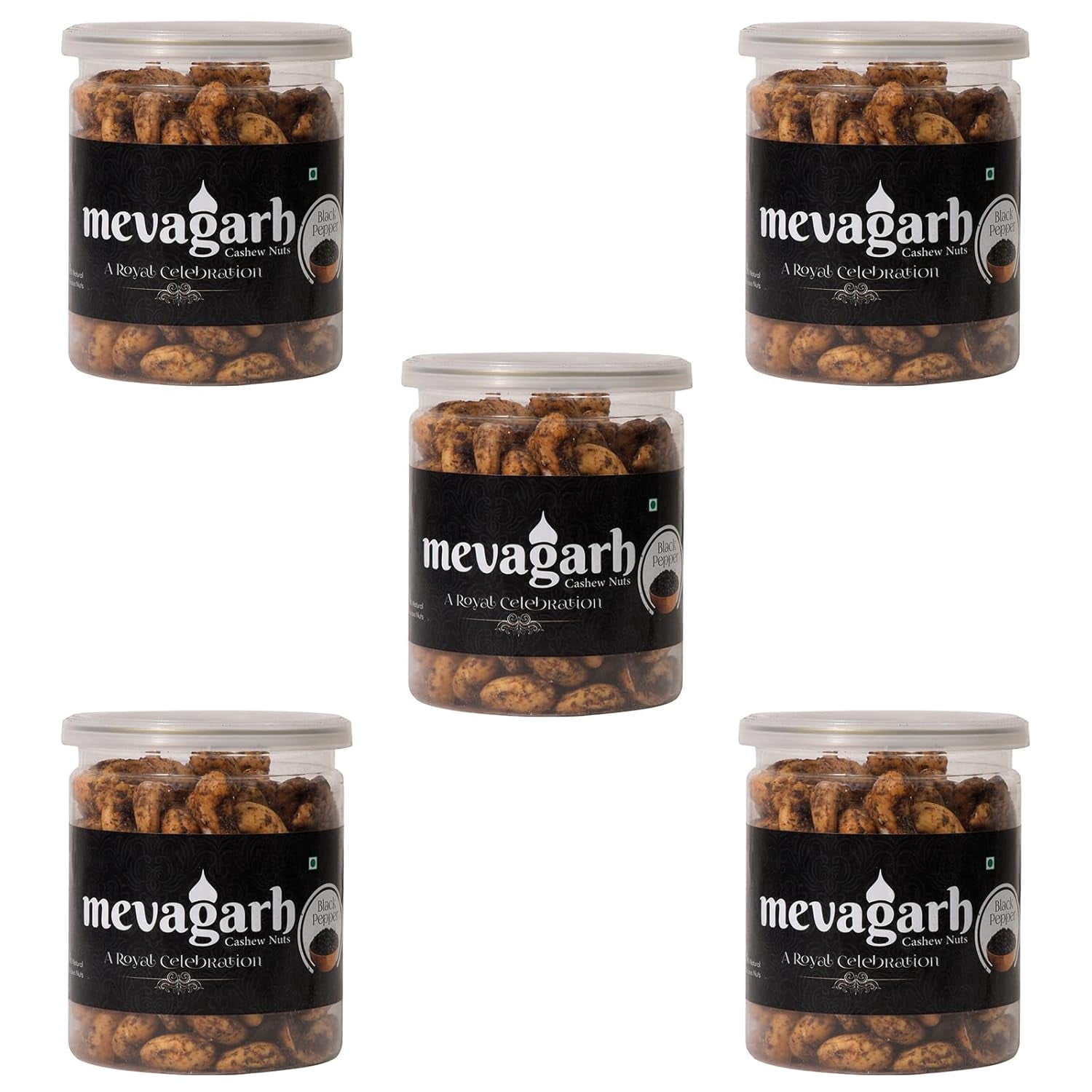 Mevagarh Black Pepper Cashews roasted (200g X5) | Flavoured Cashew Nuts ...