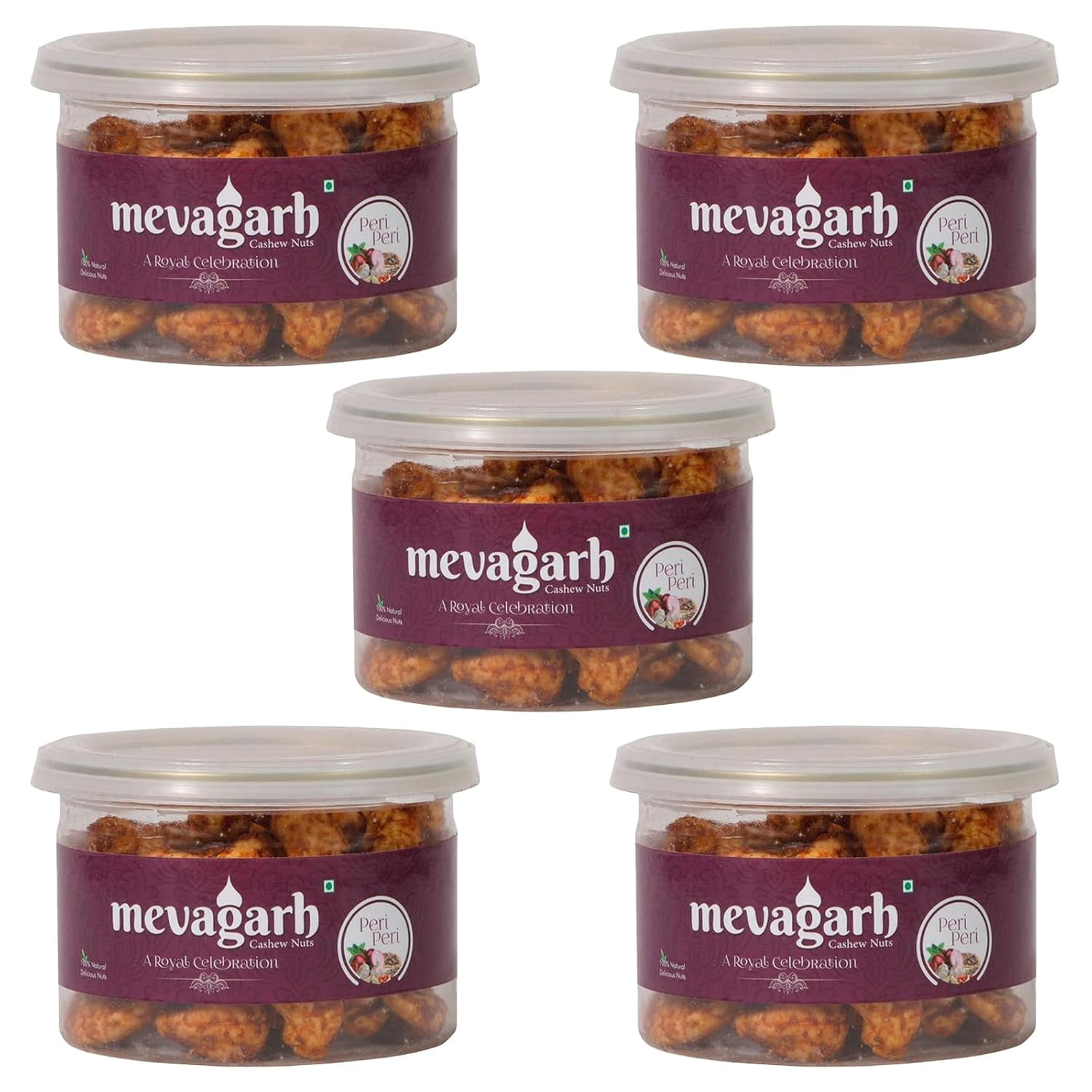 Mevagarh Peri Peri Flavoured Cashews Nuts (100g X5) | Salted, Non Fried ...