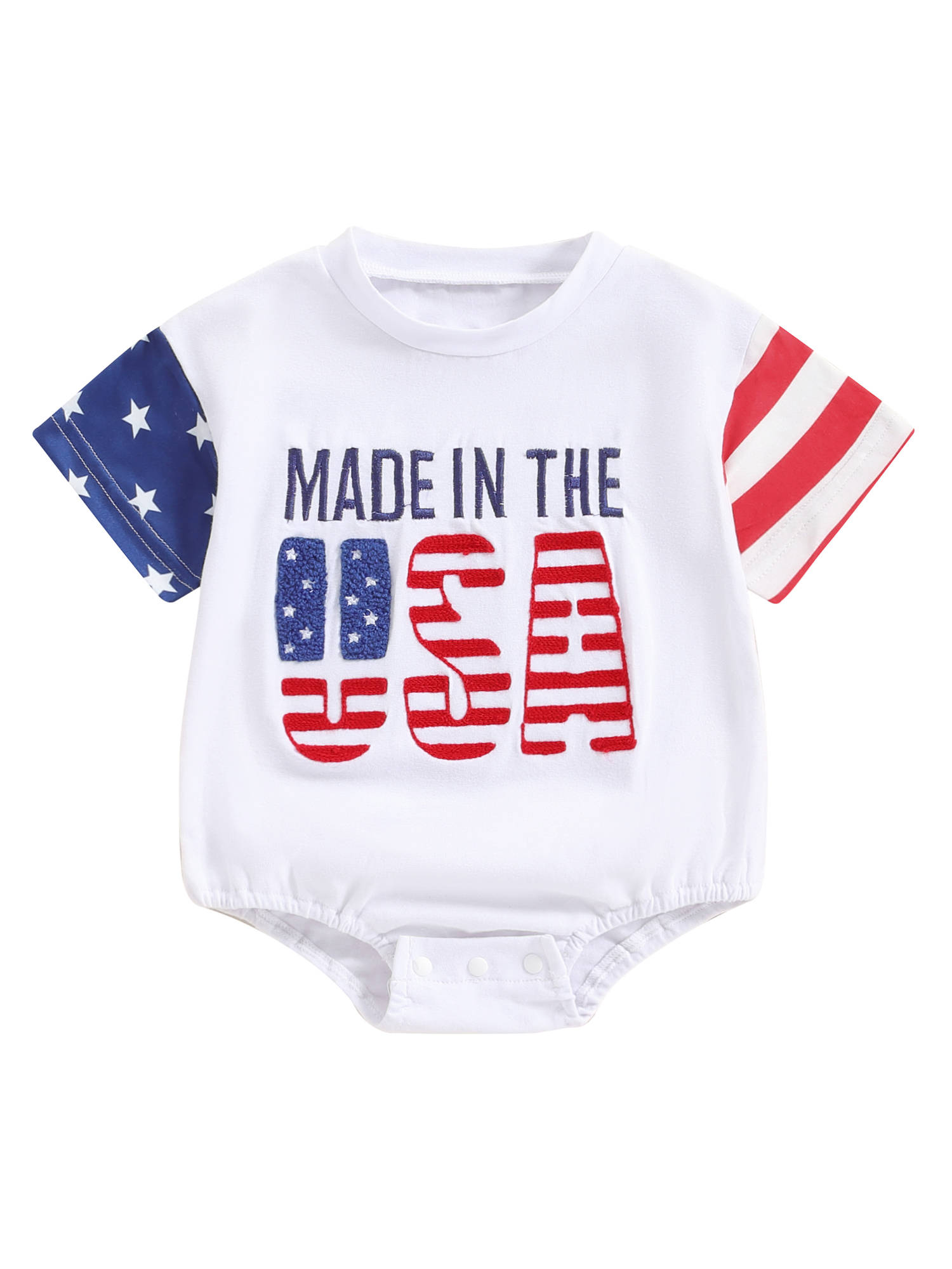 Mevireiy 4th of July Baby Bubble Romper Stars Striped Short Sleeve Onesie Bodysuit,White,3-6 ...