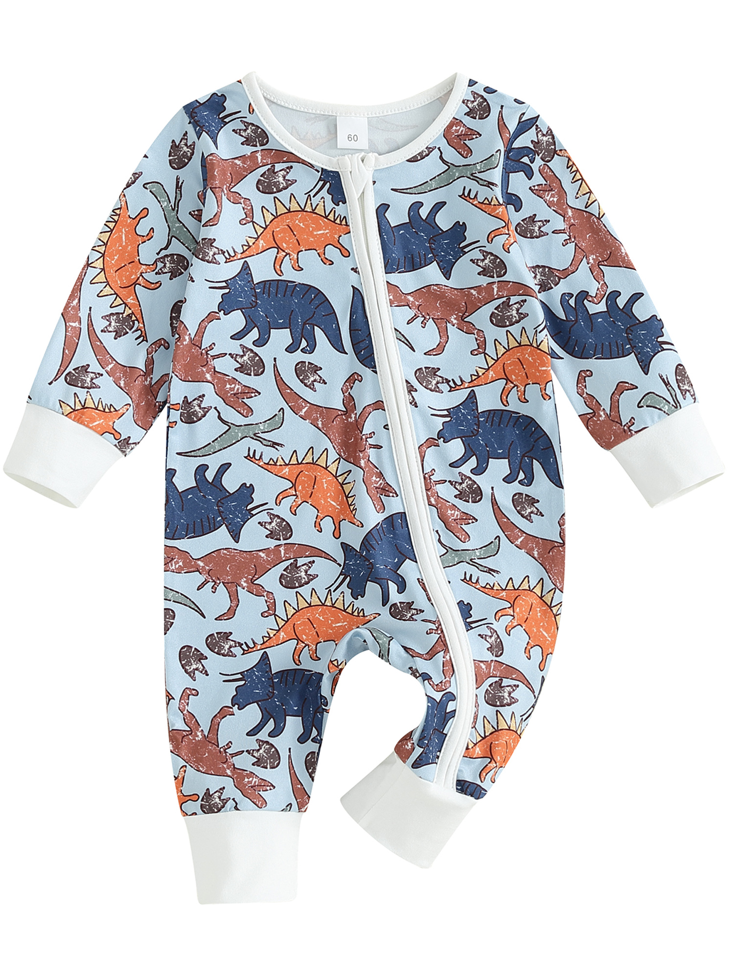 Mevireiy Baby Boy Girl Cartoon Romper Jumpsuit Zipper Long Sleeve Footless Sleep and Play,Blue,6 ...