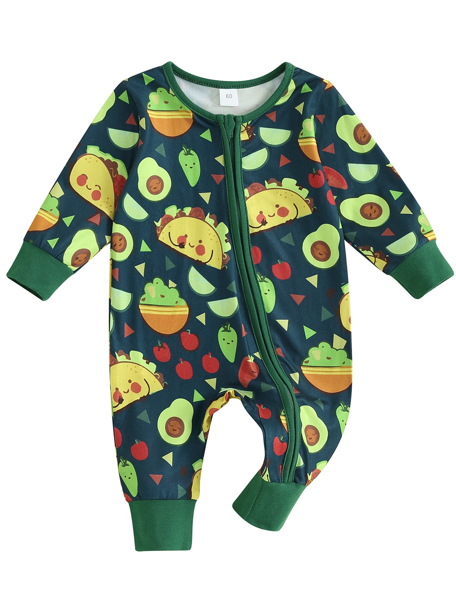 Mevireiy Baby Boy Girl Cartoon Romper Jumpsuit Zipper Long Sleeve Footless Sleep and Play,Green ...
