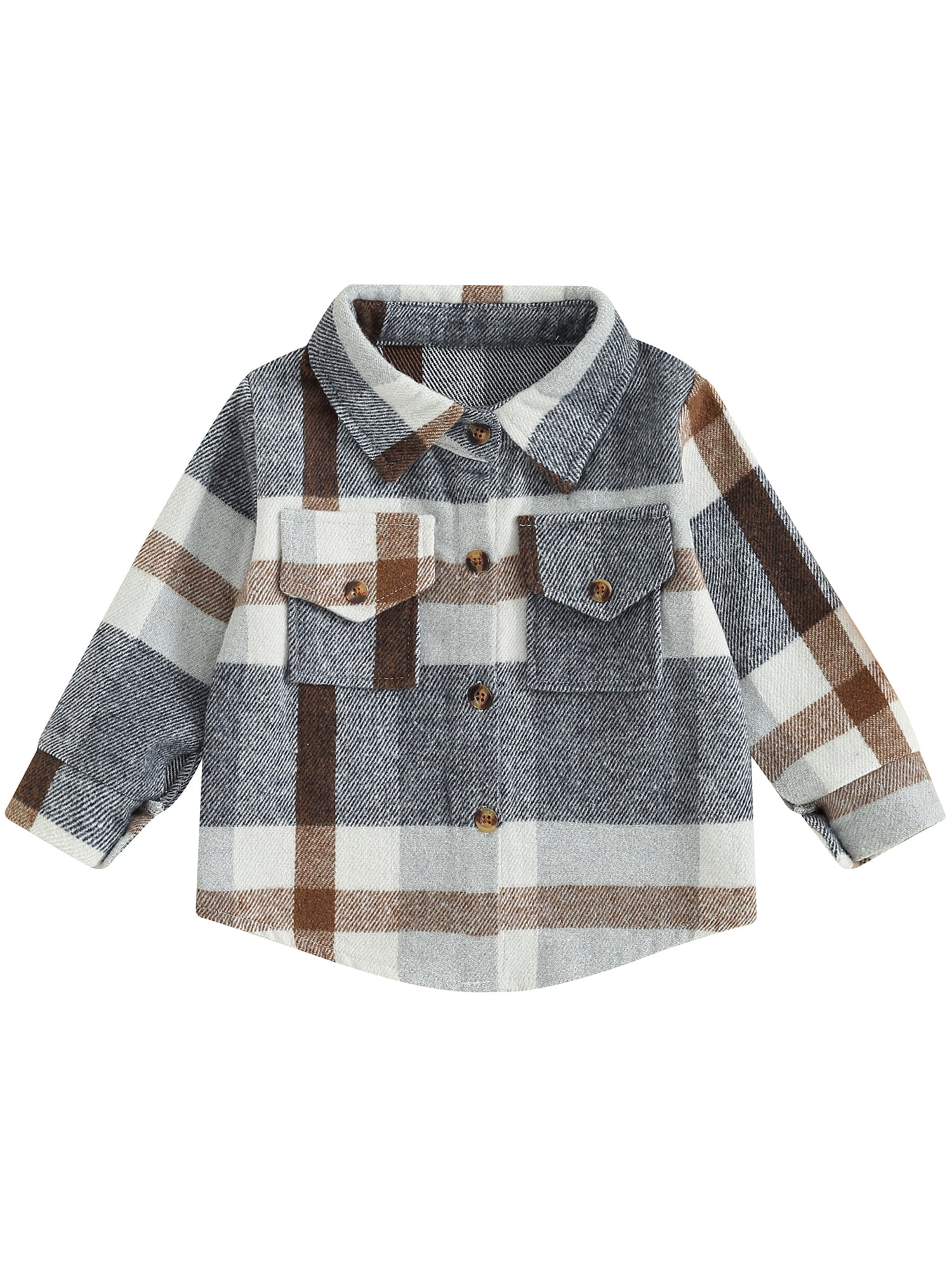 Mevireiy Baby Boy Girl Flannel Plaid Shirt Jacket Button Down Shacket ...