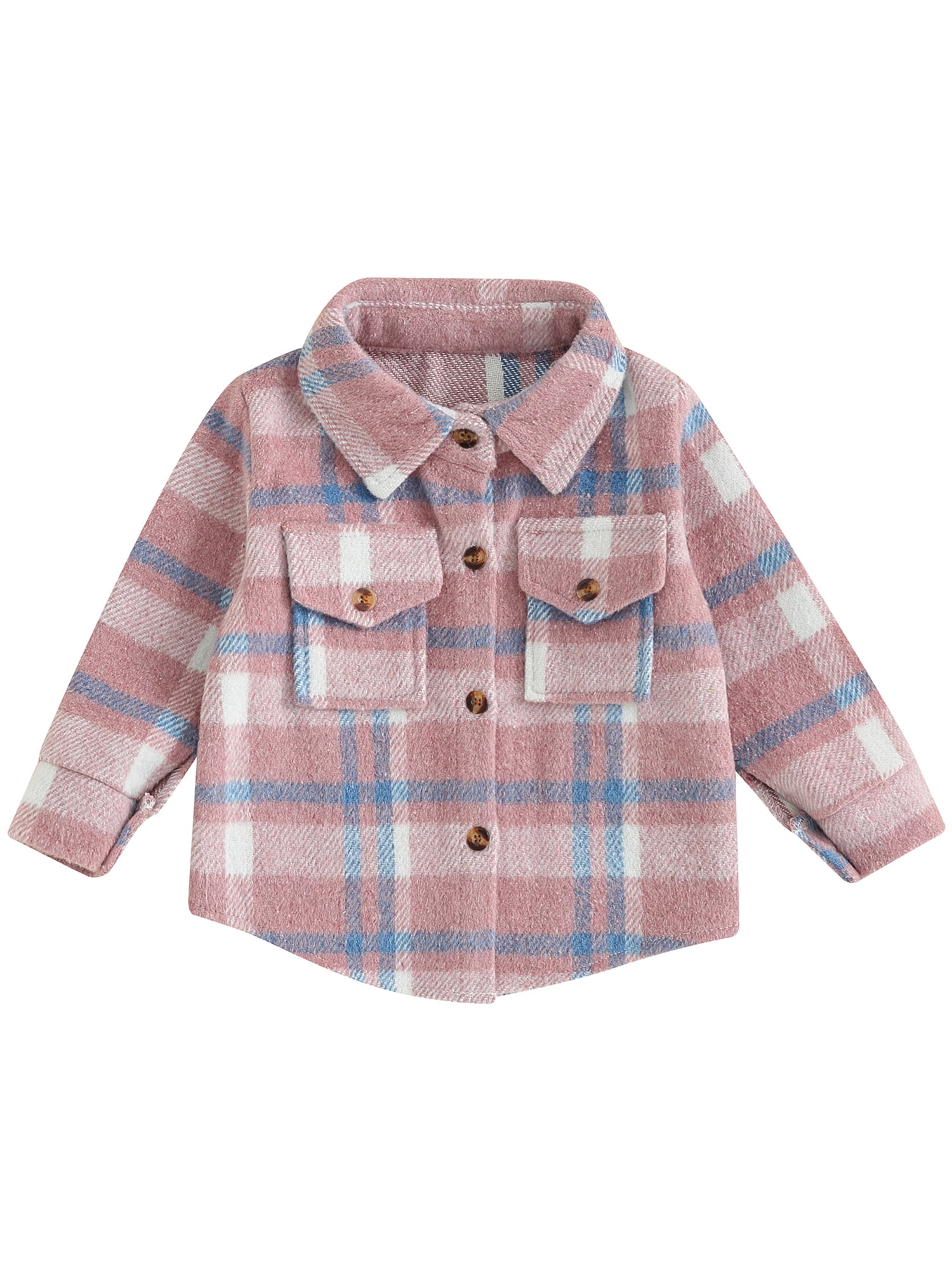 Mevireiy Baby Boy Girl Flannel Plaid Shirt Jacket Button Down Shacket ...