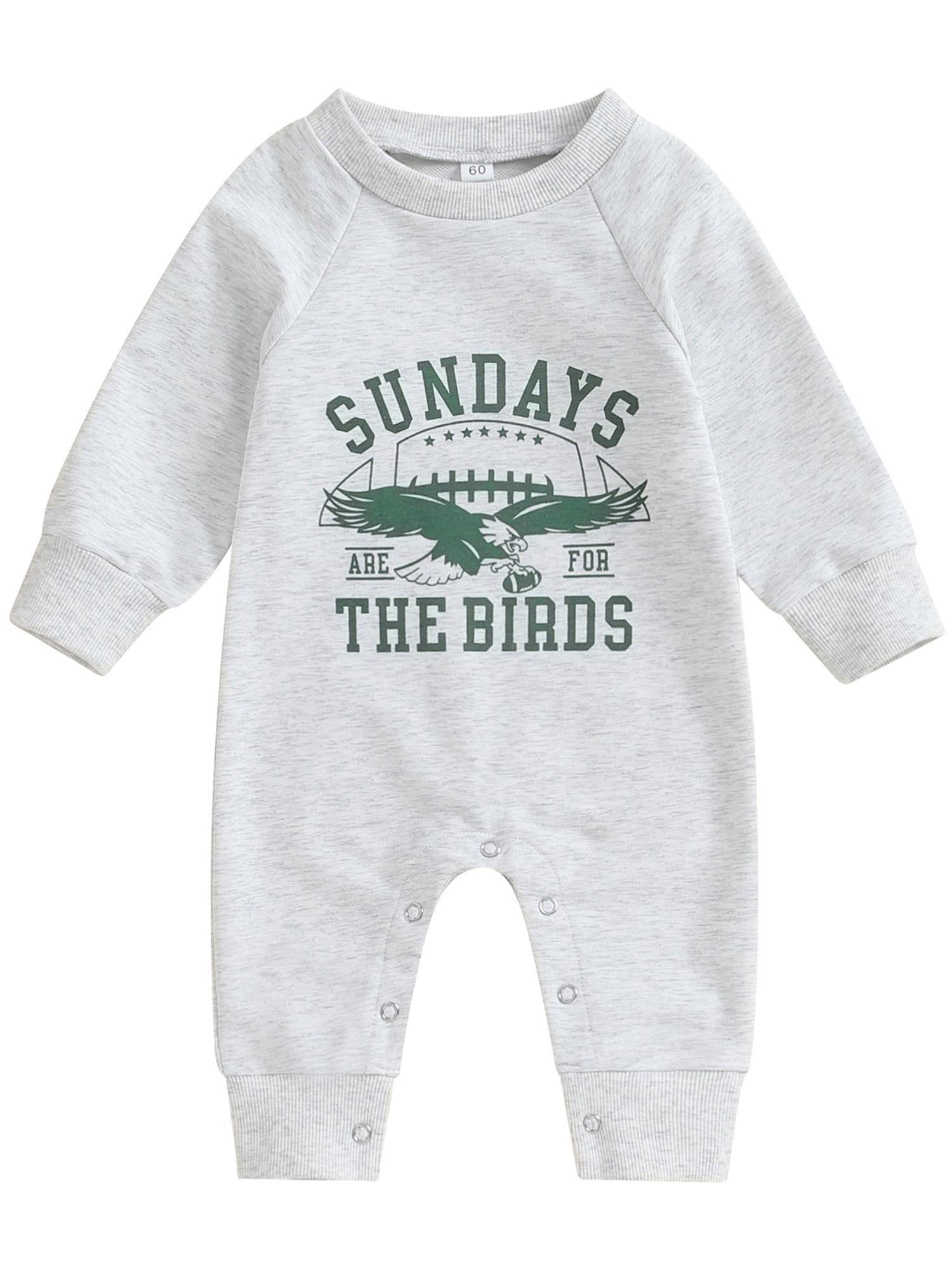 Mevireiy Baby Boy Girl Jumpsuit Eagles Letter Print Romper Pants Game Day Sunday Outfits,Gray,6 ...