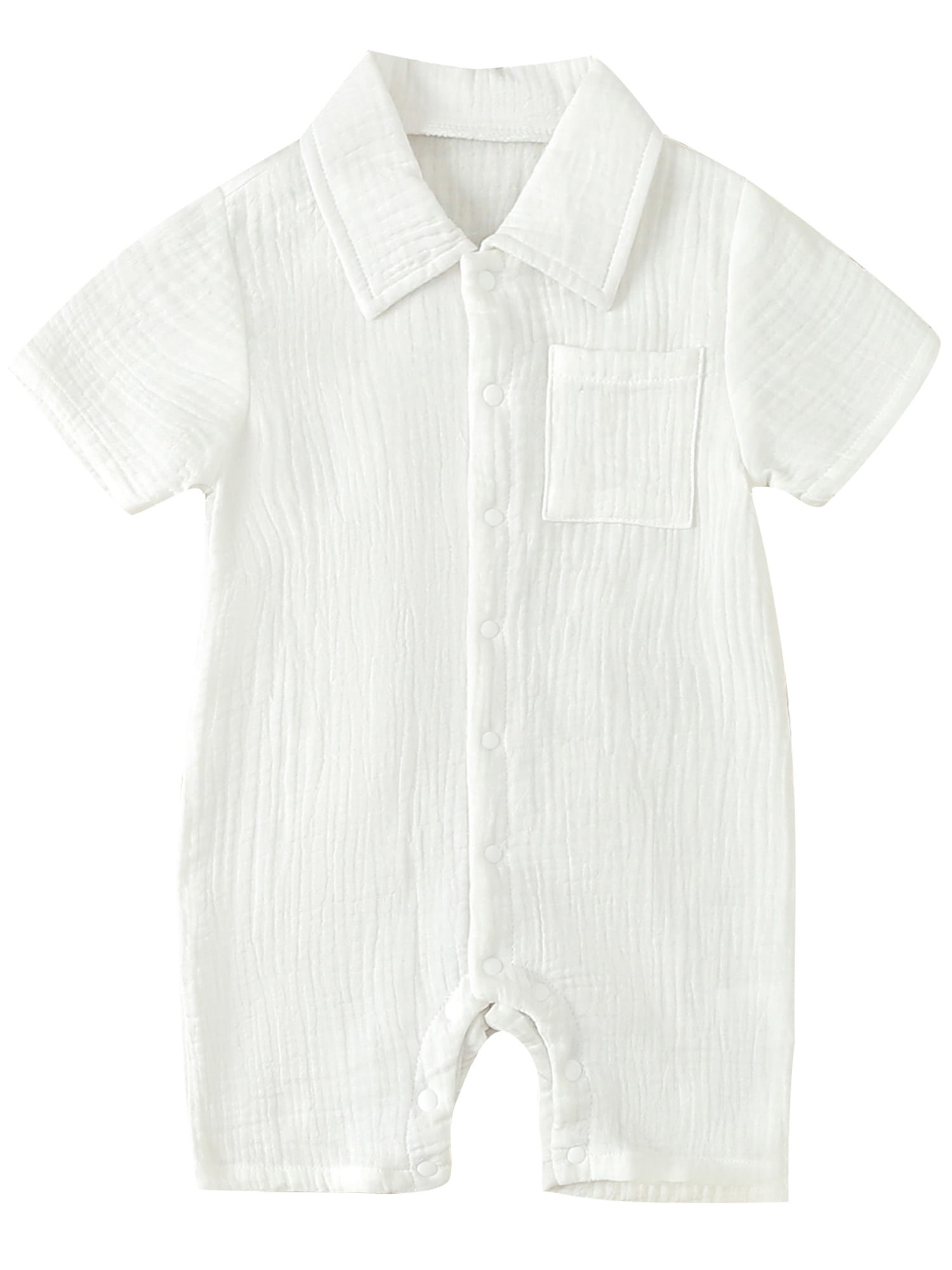 Mevireiy Baby Boy Girl Jumpsuit Lapel Button Up Short Sleeve One Piece Romper Outfit - Walmart.com