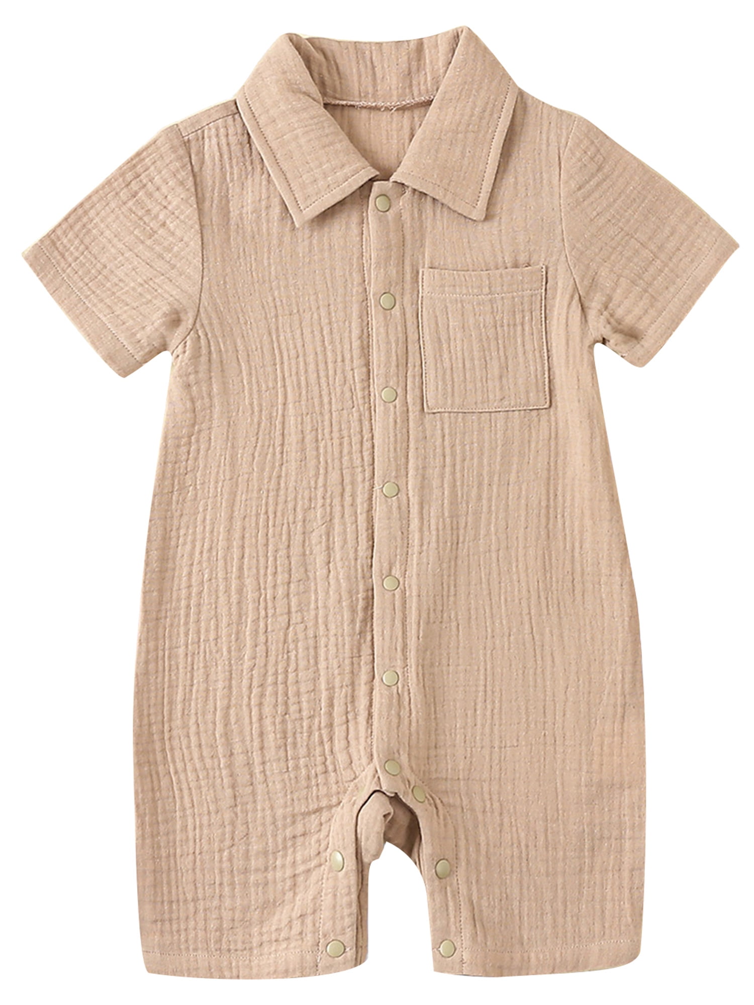 Mevireiy Baby Boy Girl Jumpsuit Lapel Button Up Short Sleeve One Piece Romper Outfit - Walmart.com