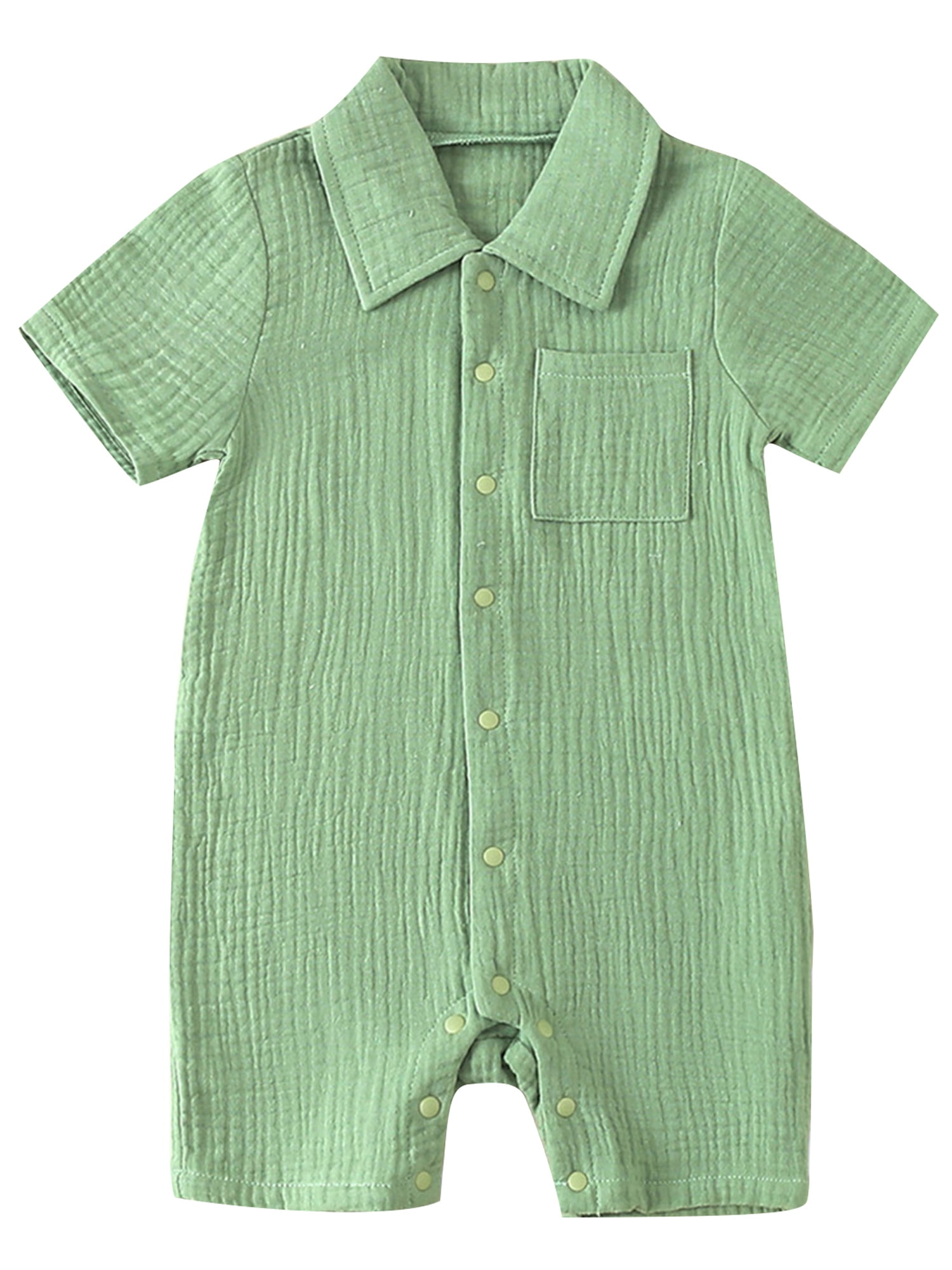 Mevireiy Baby Boy Girl Jumpsuit Lapel Button Up Short Sleeve One Piece Romper Outfit - Walmart.com
