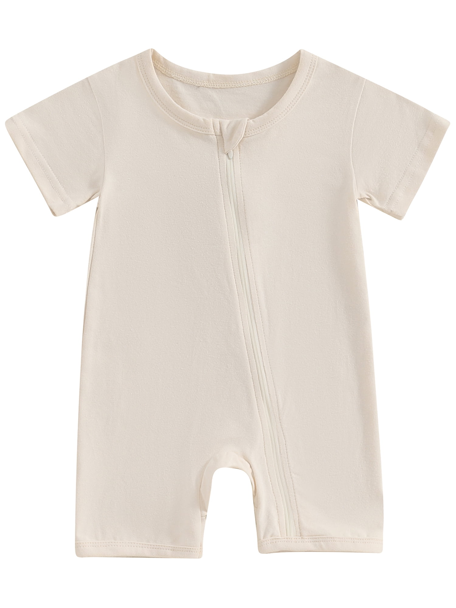 Mevireiy Baby Boy Girl Jumpsuit Short Sleeve Zipper One Piece Romper Pants Overalls, Beige, 3-6 ...