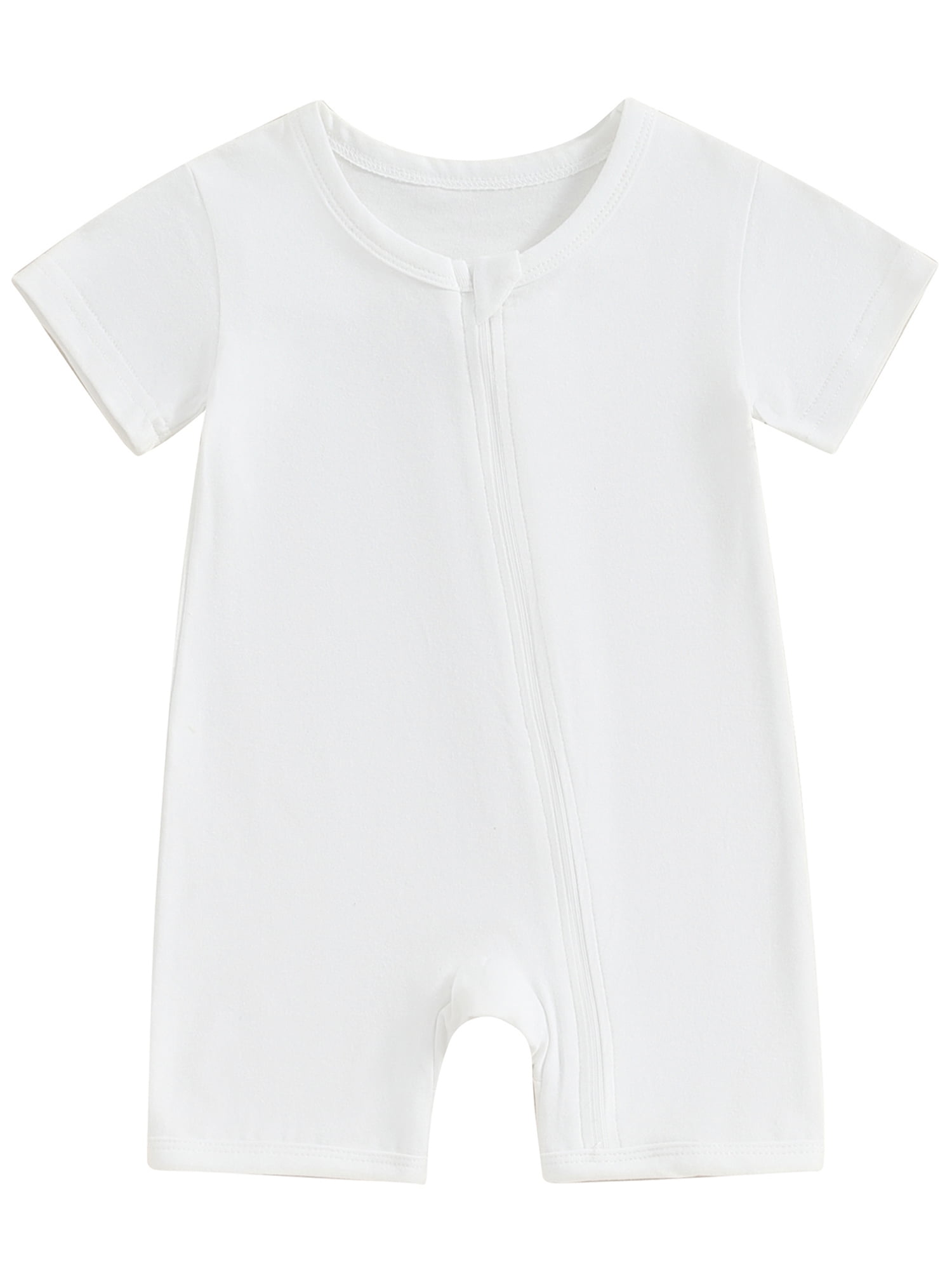 Mevireiy Baby Boy Girl Jumpsuit Short Sleeve Zipper One Piece Romper Pants Overalls, White, 0-3 ...