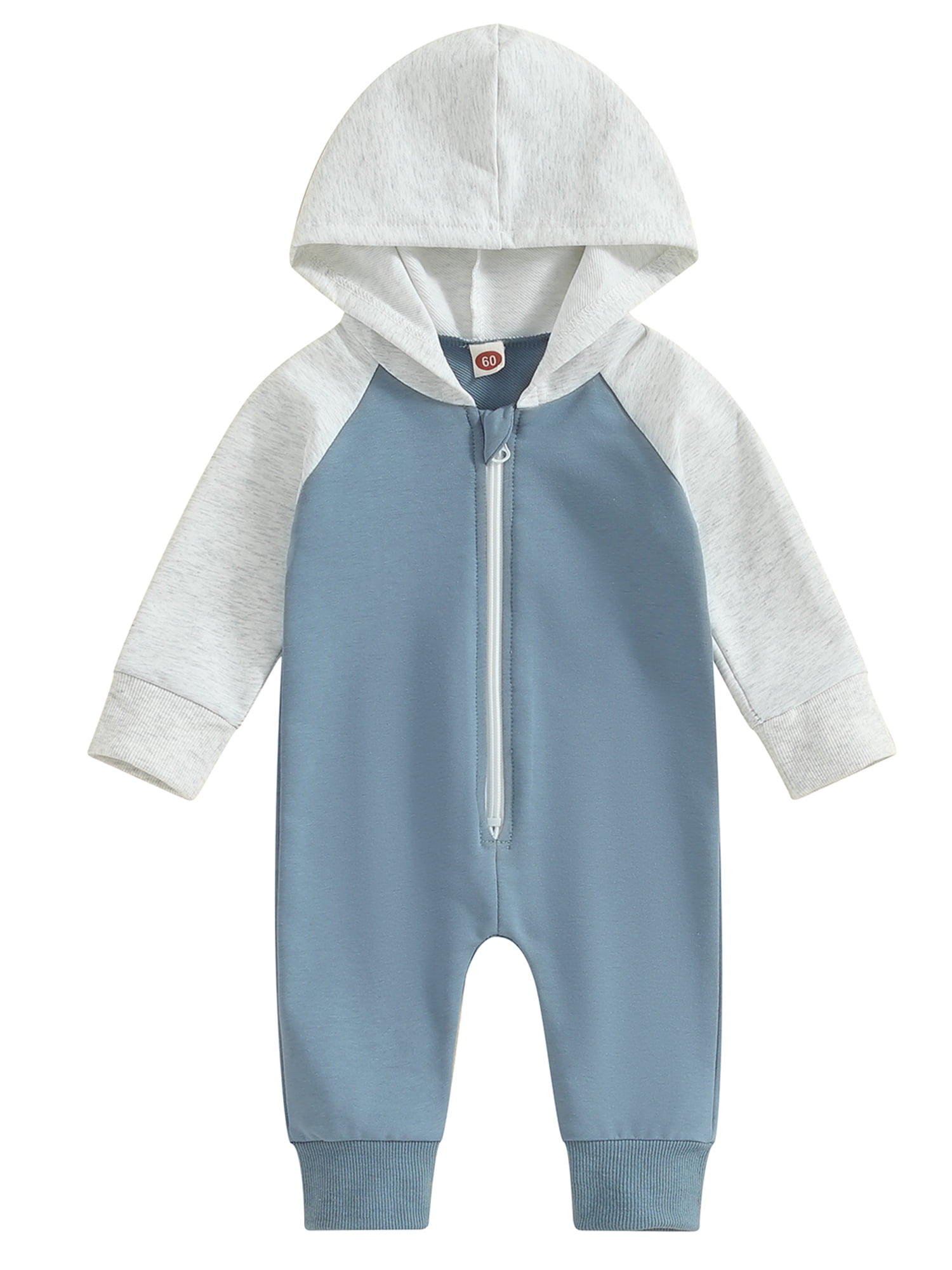 Mevireiy Baby Boy Girl Romper Long Sleeve Coverall Hooded Jumpsuit Onesie Playsuit,Blue,6-12 ...